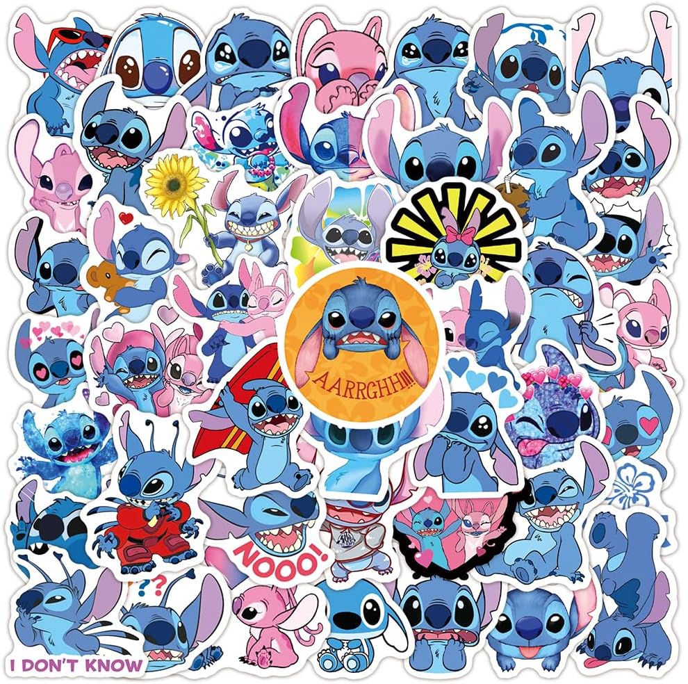 50pcs Cartoon Stitch Stickers for Kids, Vinyl Waterproof Stitch Decal ...