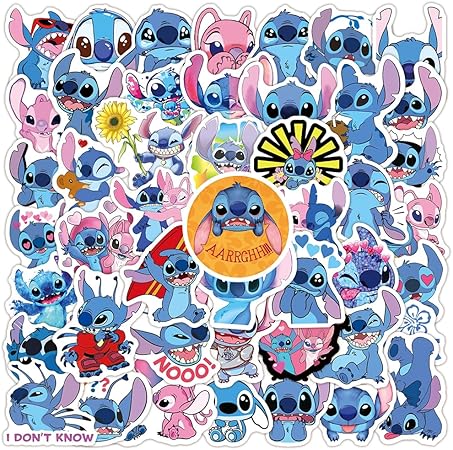 Amazon.com: 50pcs Cartoon Stitch Stickers for Kids, Vinyl Waterproof ...