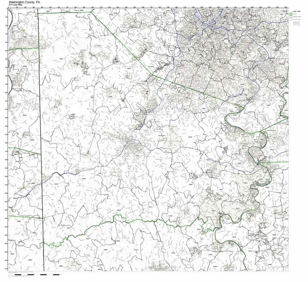 Washington County, Pennsylvania PA ZIP Code Map Not Laminated: Amazon ...