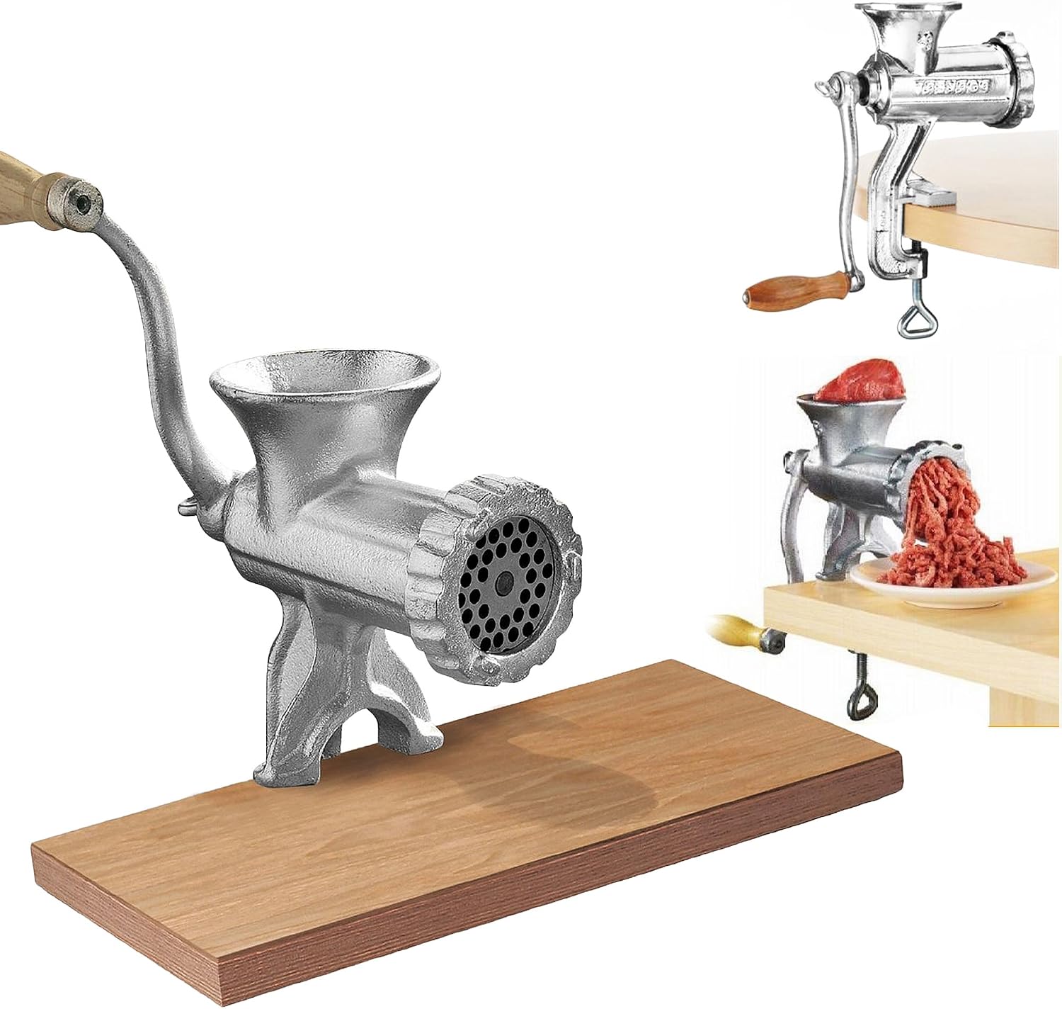 HEAVY DUTY HAND OPERATED MEAT MINCER GRINDER KITCHEN BEEF MAKER METAL ...