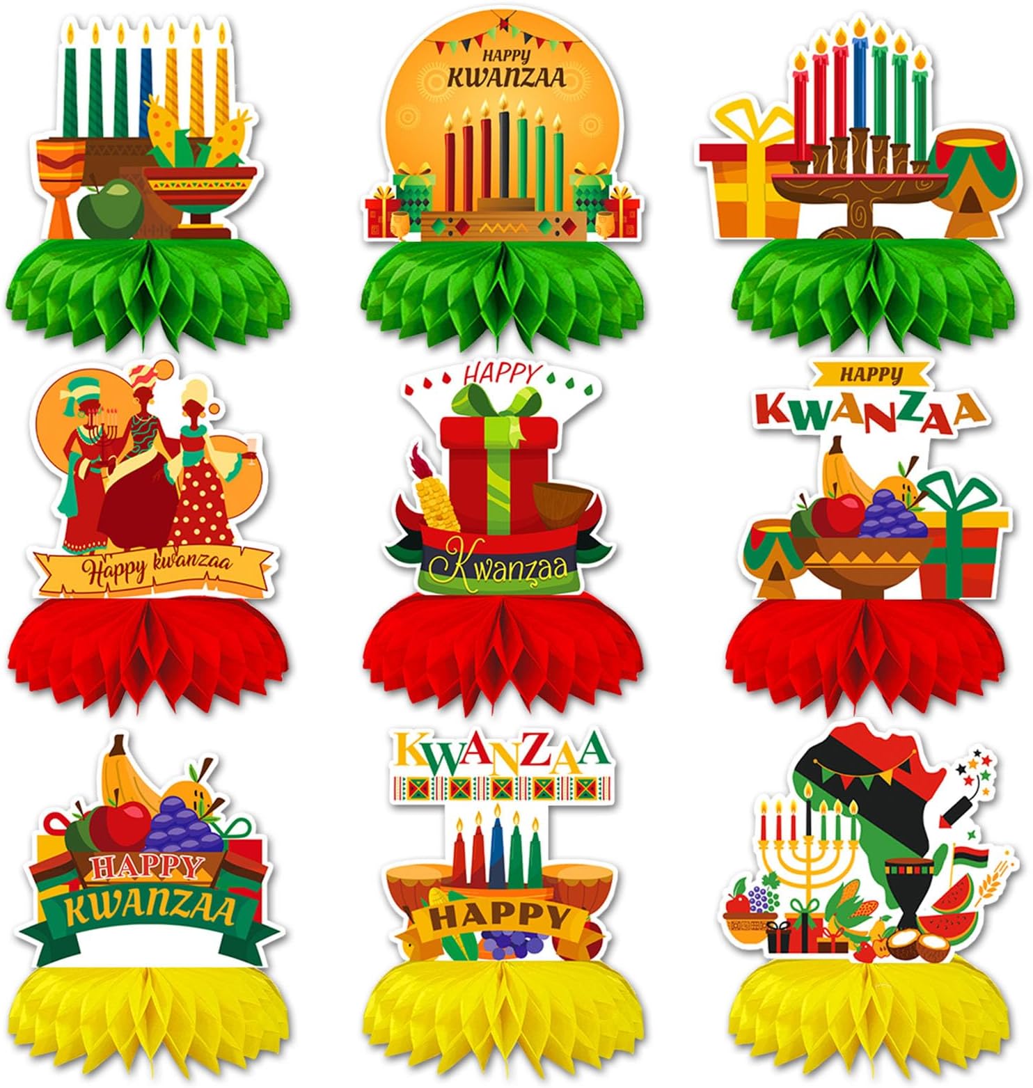 Amazon.com: ALIBBON 9 Pcs Happy Kwanzaa Honeycomb Centerpieces, Kwanzaa ...