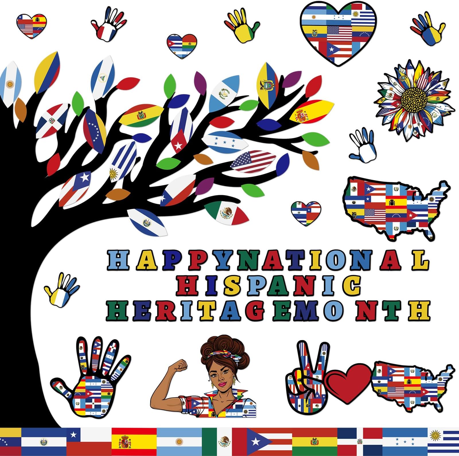 Amazon.com: 80 Pcs Hispanic Heritage Month Decoration Classroom ...