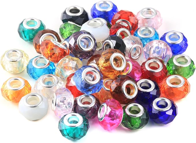 Amazon.com: YouLuo Large Hole Glass Beads Murano Glass Beads Assorted ...