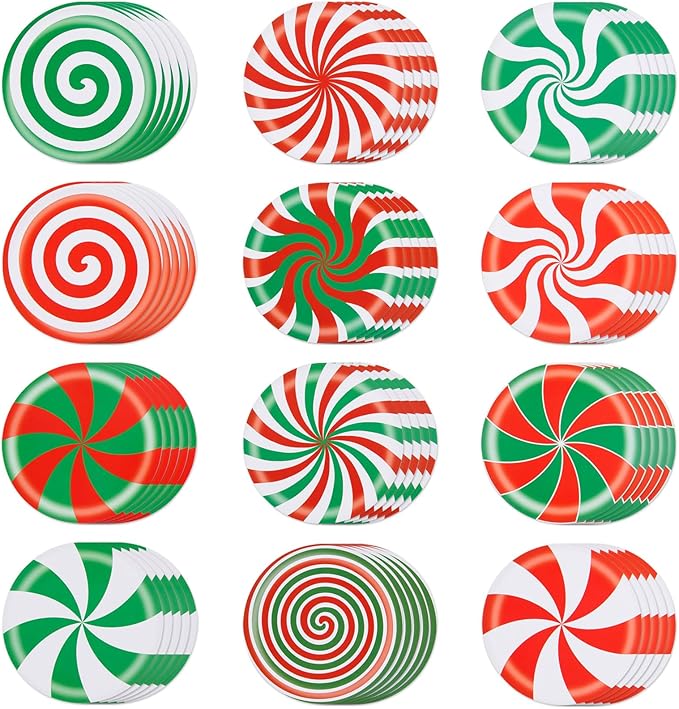 Amazon.com: FOBSME 120 Pcs Christmas Peppermint Candies Cutouts 5.91 ...