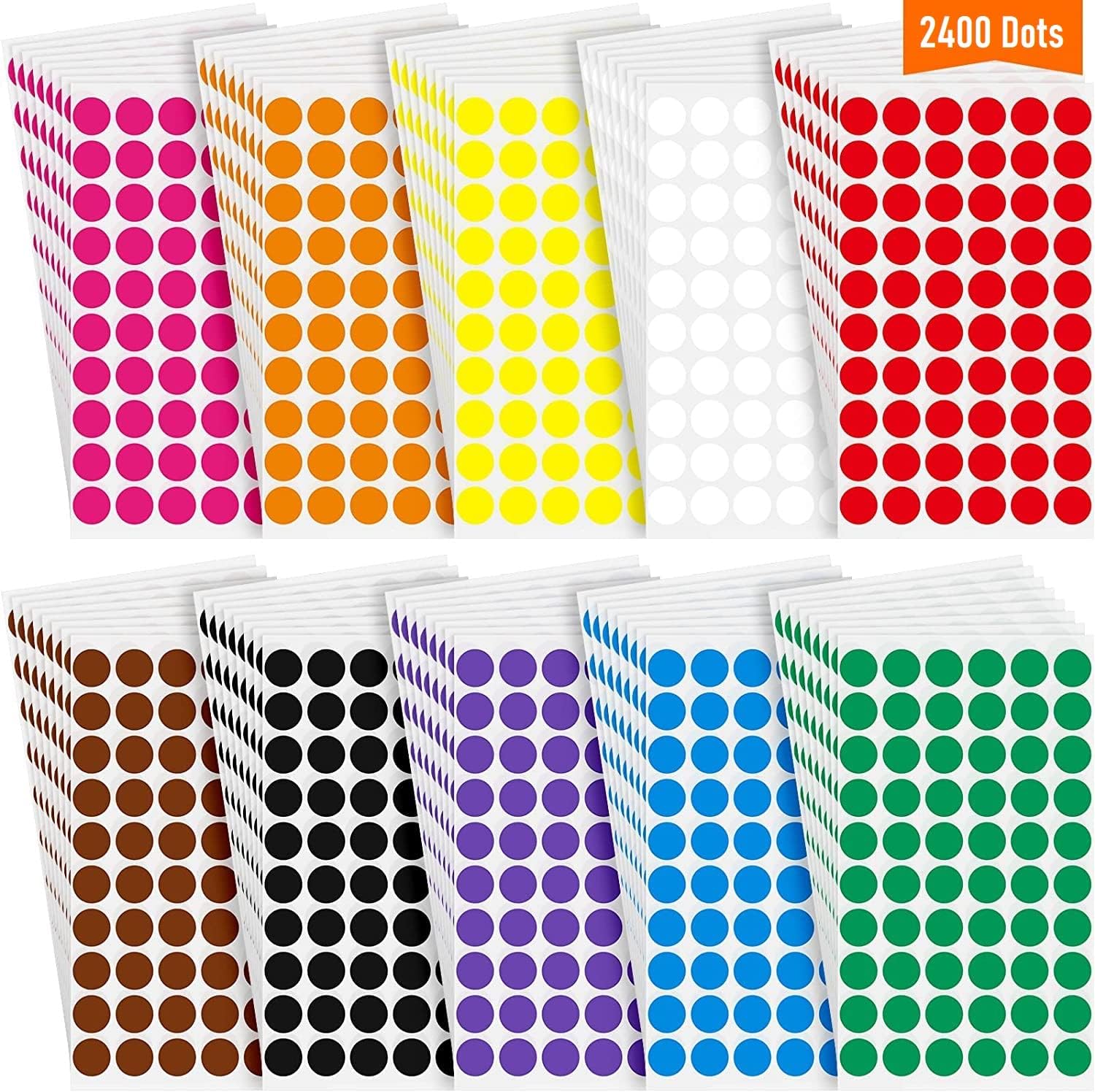True-Ally 2400 Piece Mix Color 12mm (0.5 Inch) Round Dot Sticker Self ...