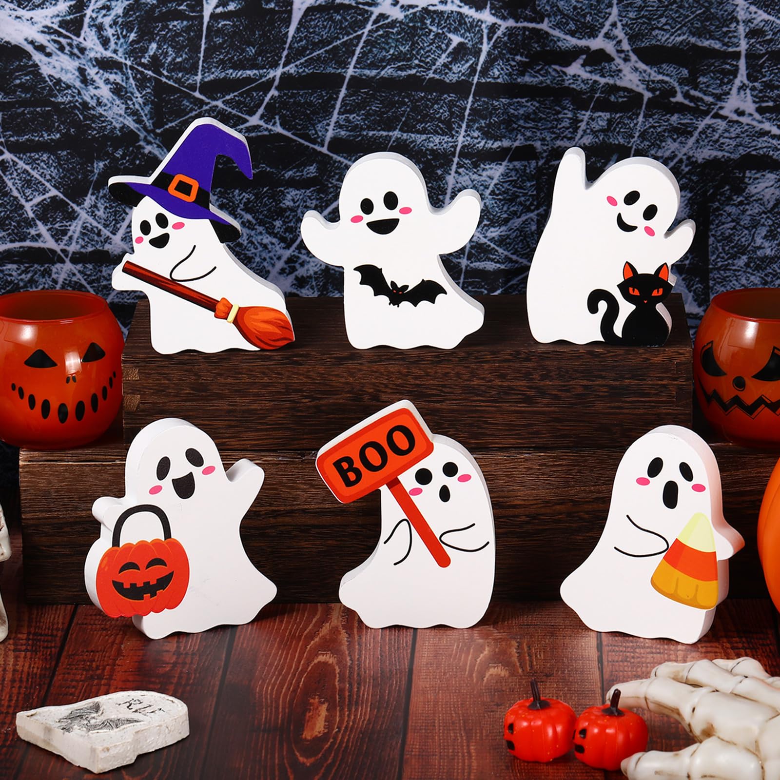 Amazon.com: Yerliker 6 Pcs Cute Ghost Halloween Decorations Indoor ...