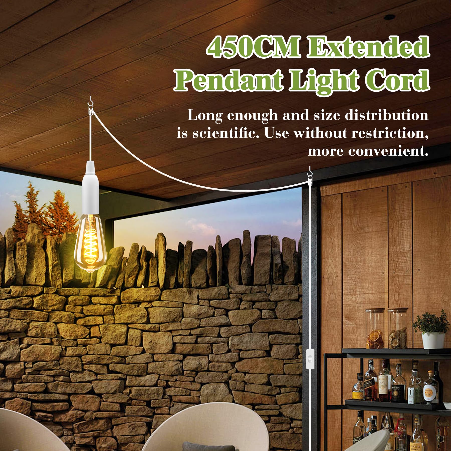 Plug In Pendant Lighting E27 Bulb Holder With Switch And Plug, 450c ...