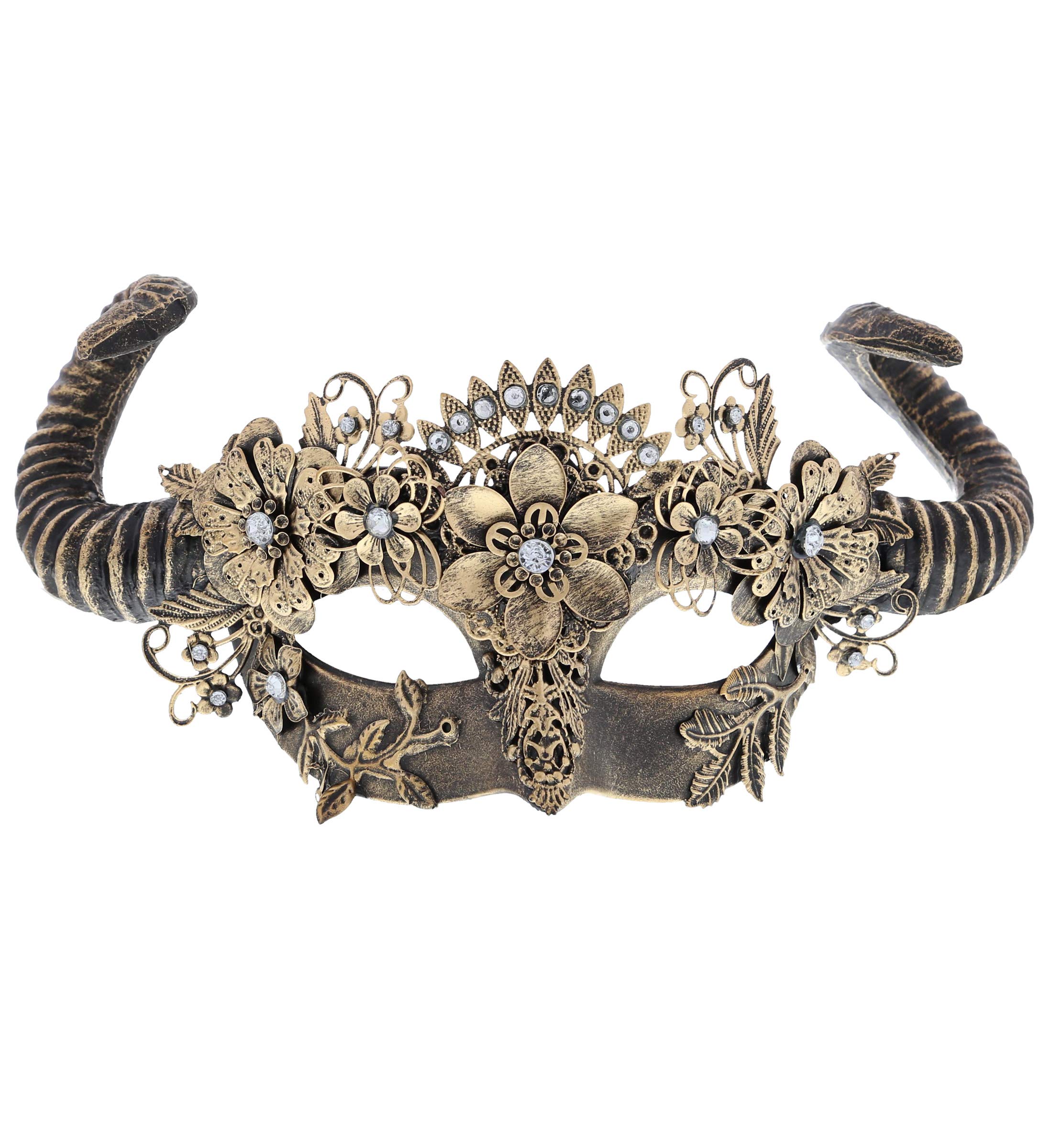 Amazon.com: Attitude Studio Gold Rustic Masquerade Horns Mask, Adults ...