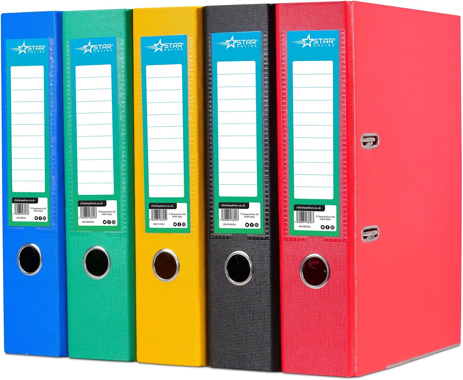 A4 Lever Arch File 5 Pack 70mm Finger Pull Stationery Document Storage ...