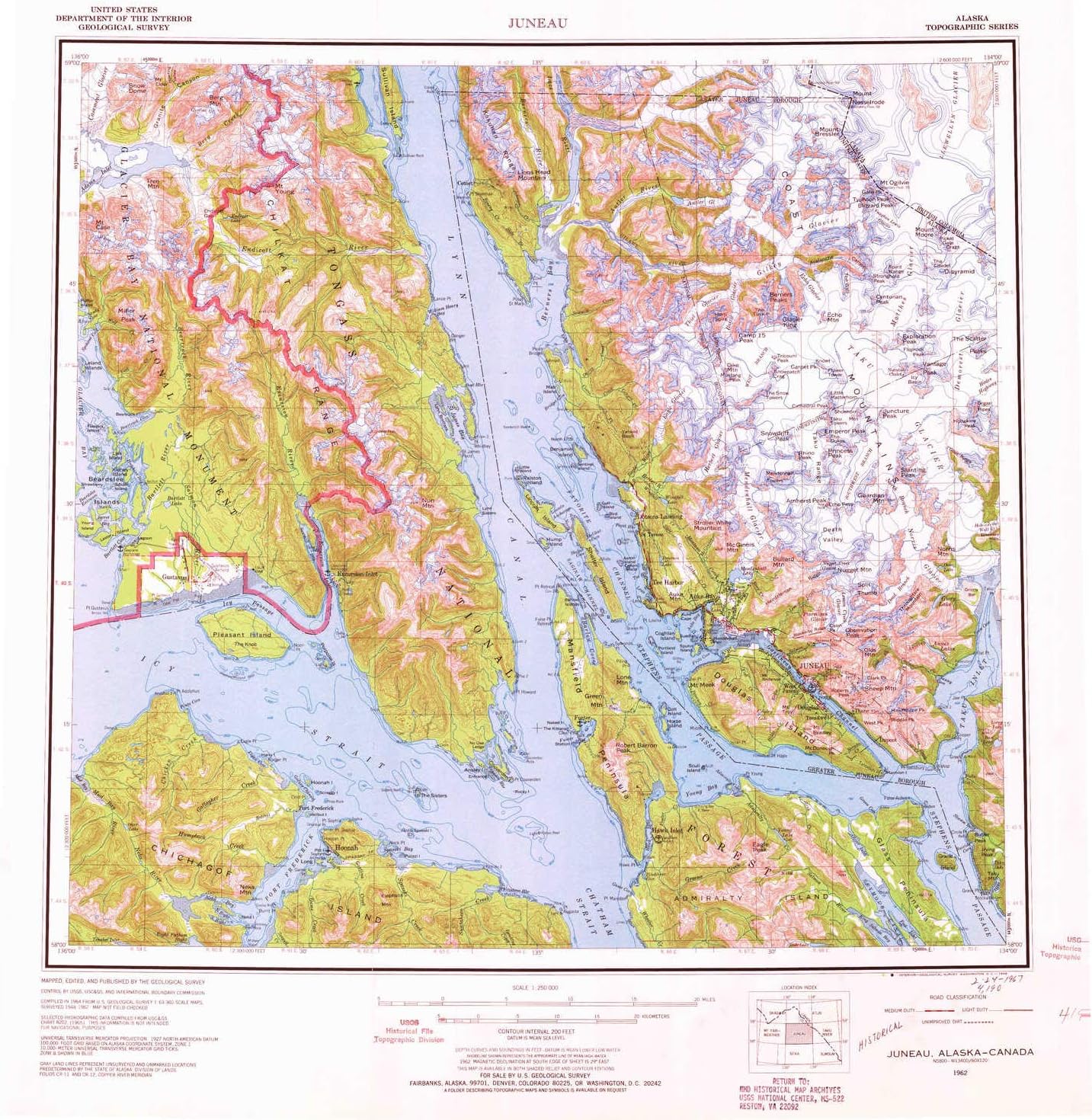 Amazon.com : YellowMaps Juneau AK topo map, 1:250000 Scale, 1 X 2 ...