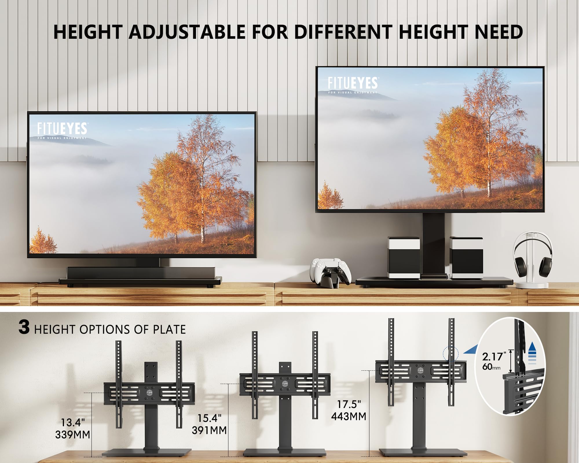 Snapklik.com : FITUEYES Universal TV Stand, Swivel TV Table Stands For ...