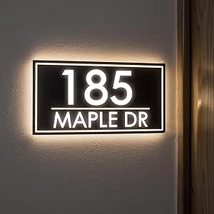 Amazon.com: Custom Solar Backlit House Number Address Sign for Outside ...