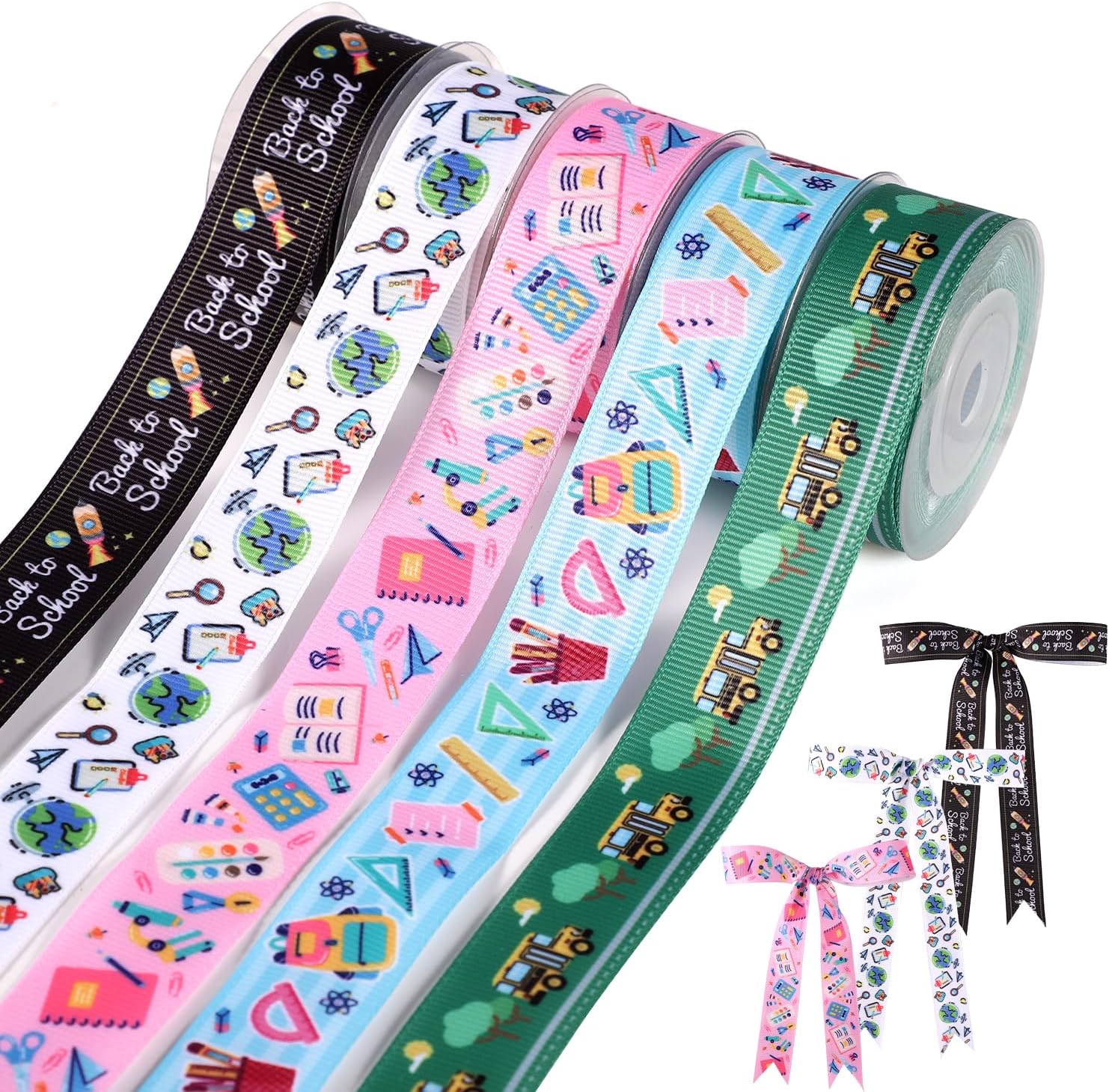 Amazon.com: Whaline 6 Rolls Back to School Grosgrain Ribbons Groovy ...