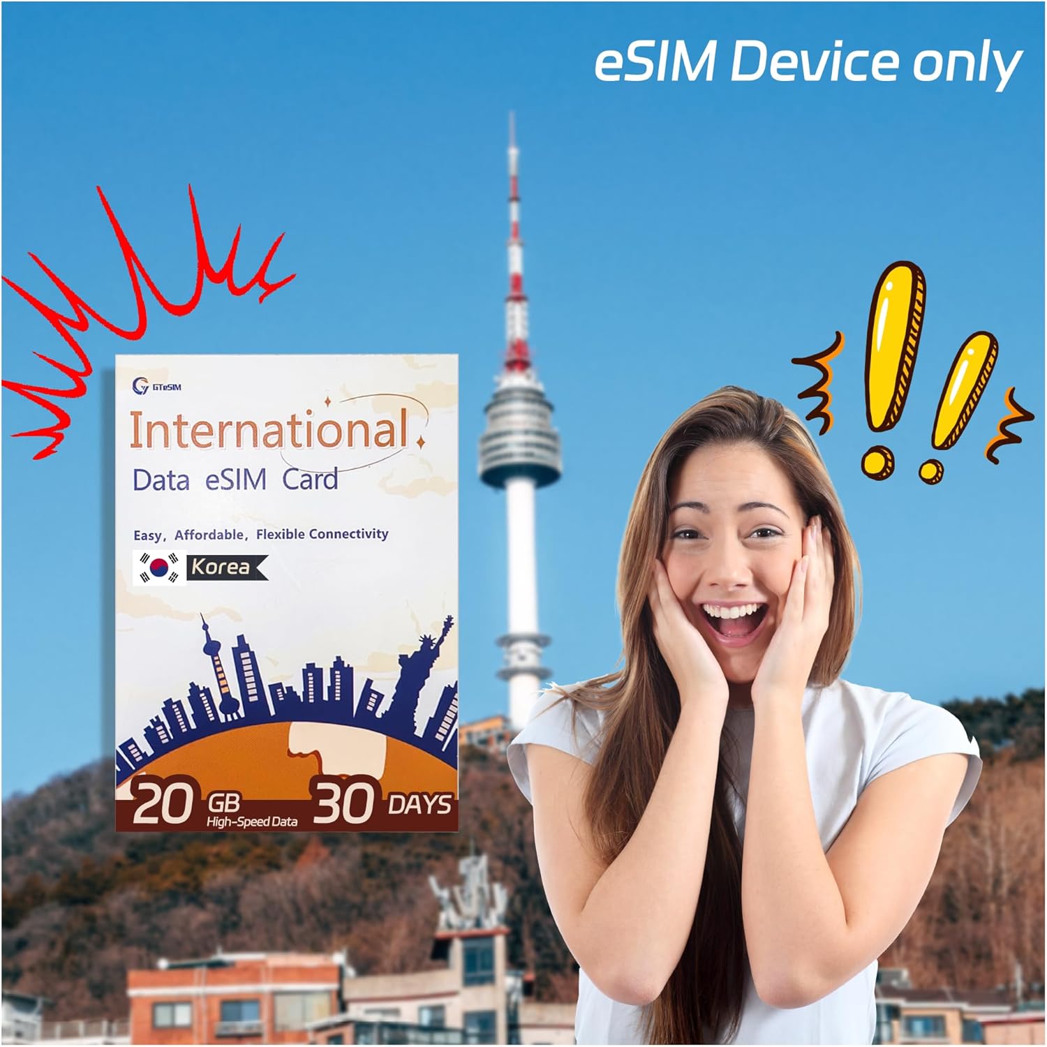 Amazon.com: Korea eSIM: 4g/5g 20GB High-Speed Data for 30 Days, Travel to Seoul, Busan, Jeju ...