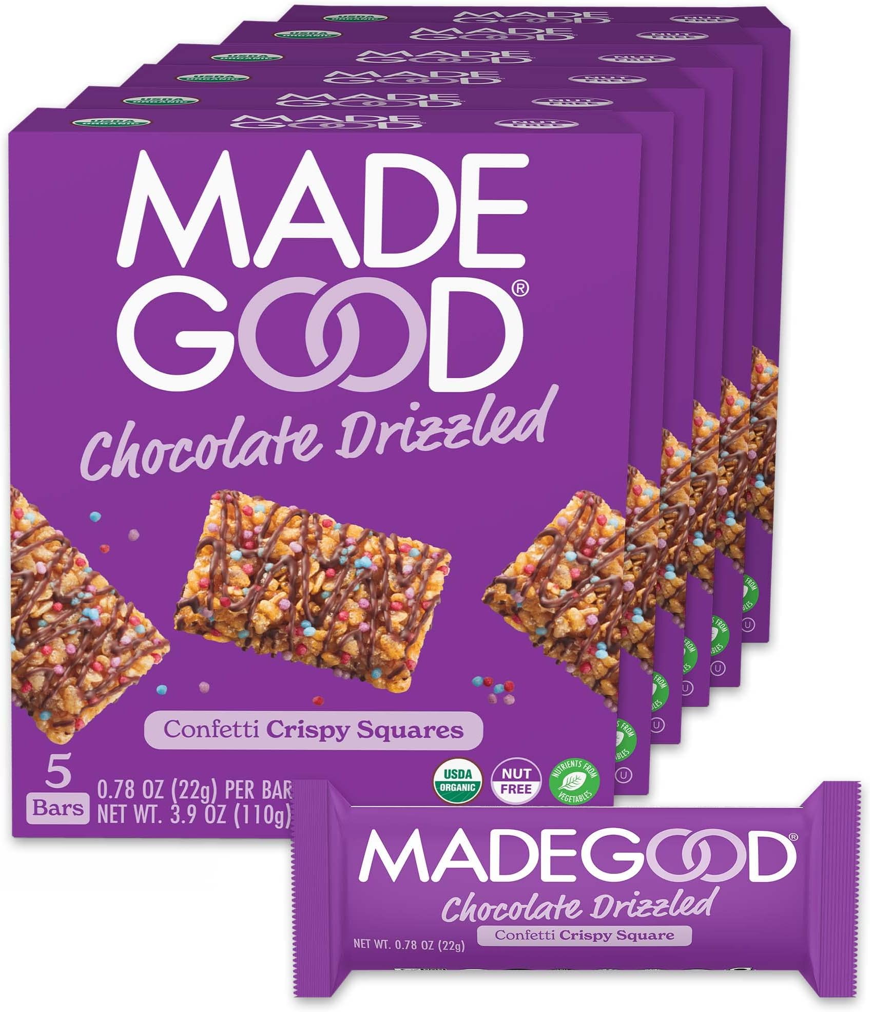 Amazon.com: MadeGood Vanilla Crispy Squares, 6 Healthy Snacks, 0.78oz ...