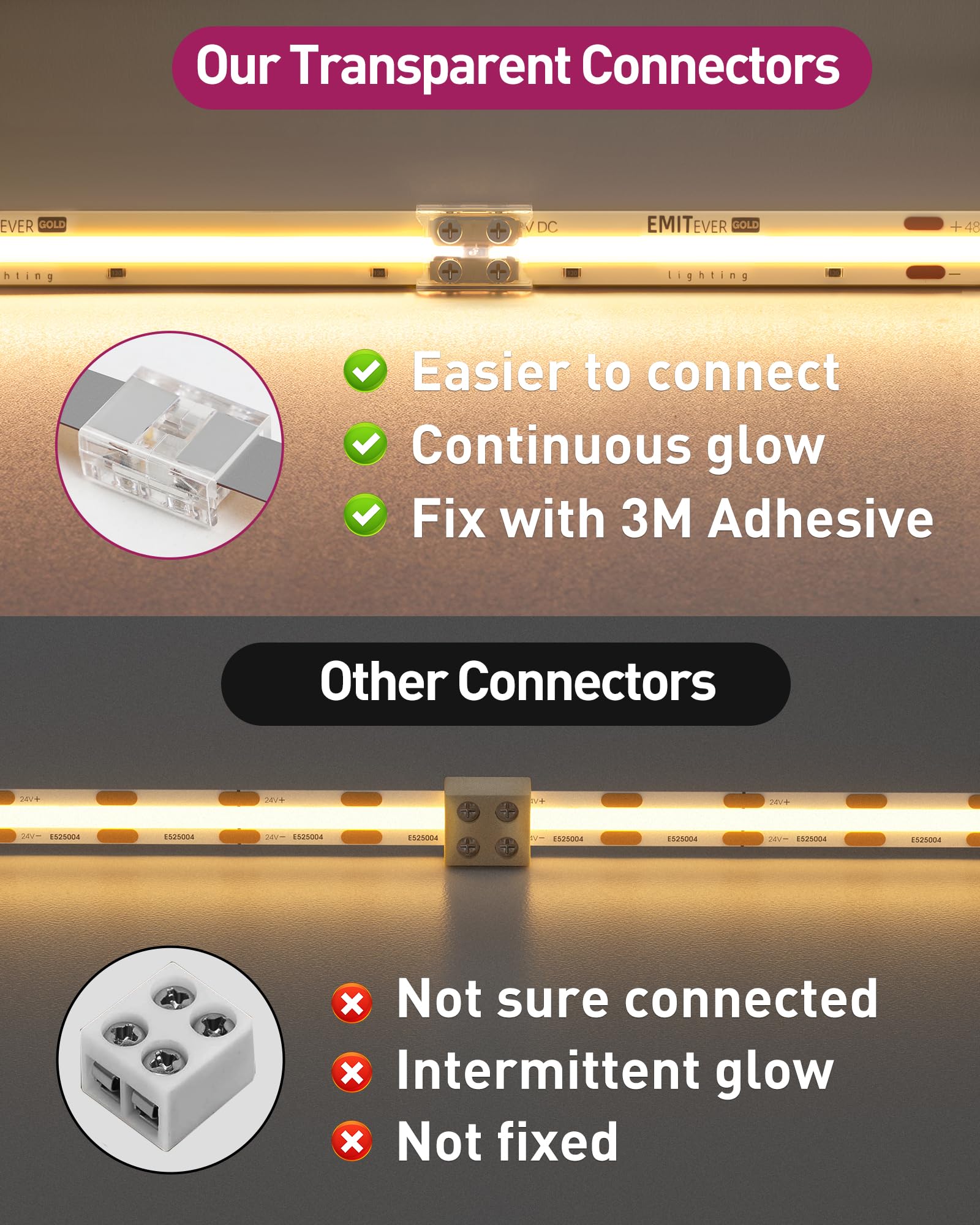 Snapklik.com : 10mm LED Strip Connectors,12 Packs LED Tape Light ...