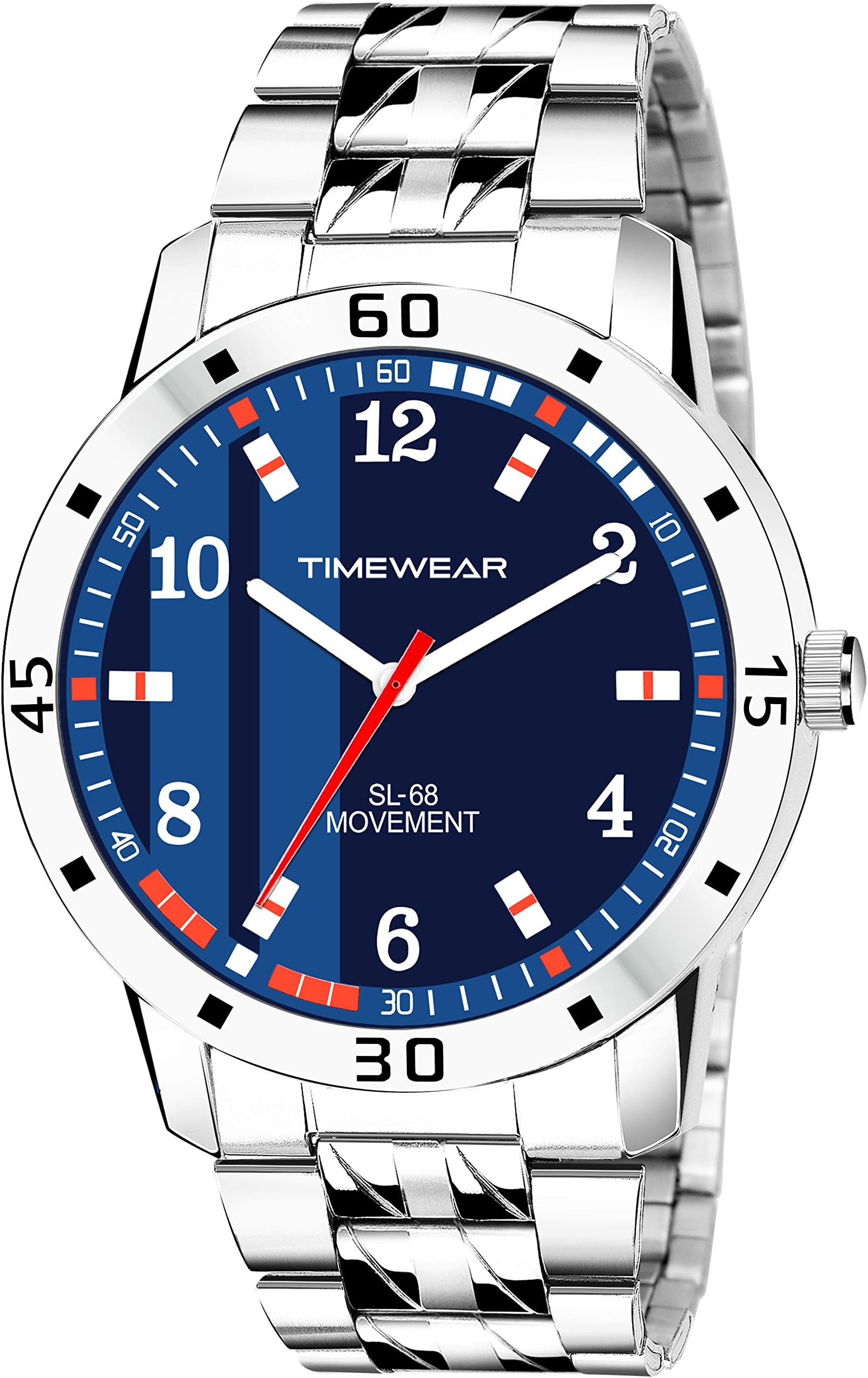 TIMEWEAR Analogue Men's Watch (Blue Dial Silver Colored Strap) : Amazon ...