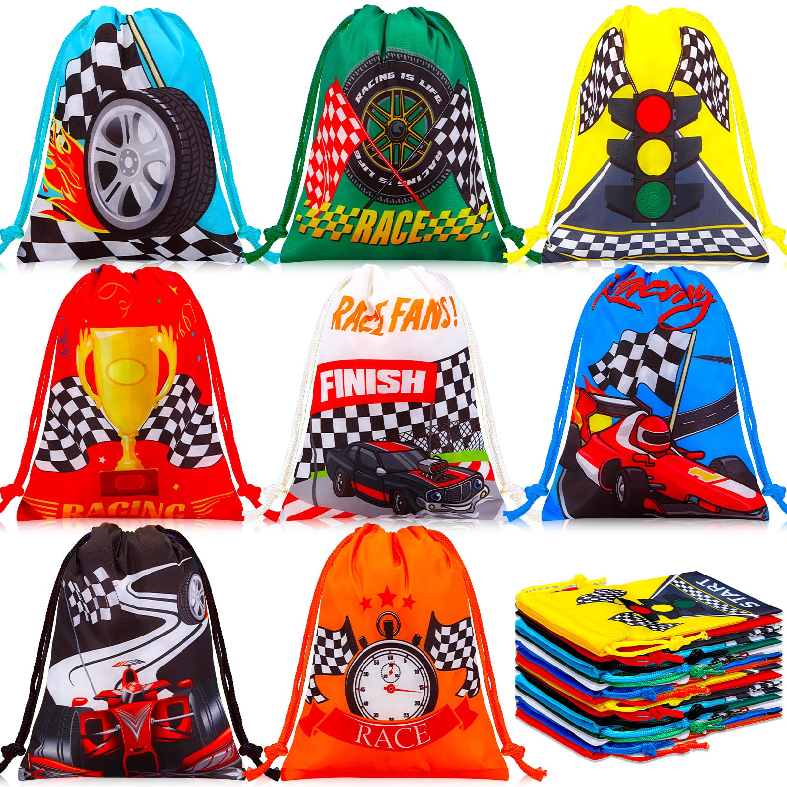 Amazon.com: Paterr 24 Pcs Race Car Party Favor Goodie Bags Racing ...