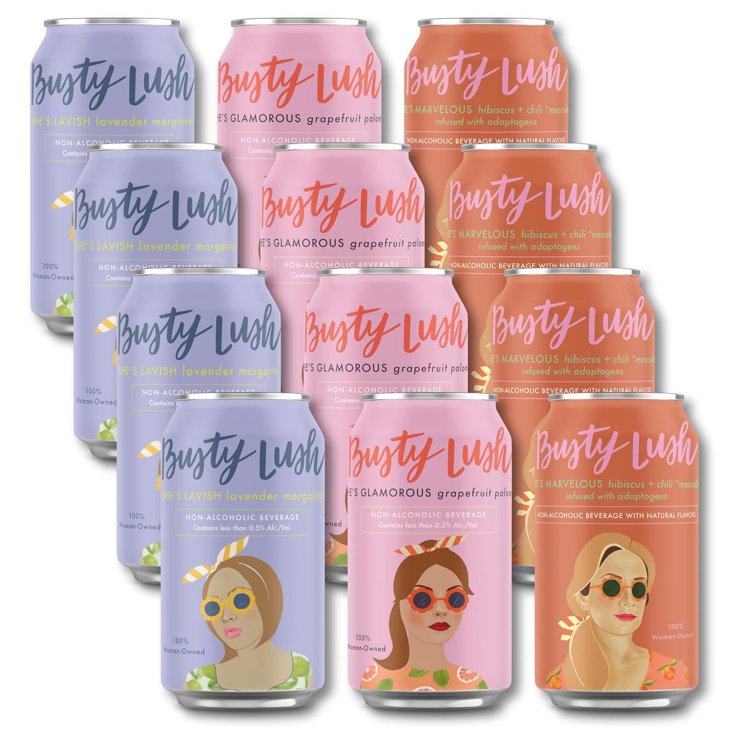 Amazon.com : Busty Lush Non-Alcoholic Mocktail Variety Pack, Lavender ...