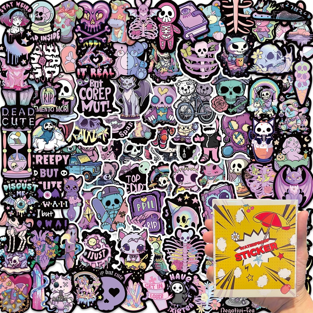 Amazon.com: Color Gothic Stickers 100pcs Color Skull Stickers Dark Art ...