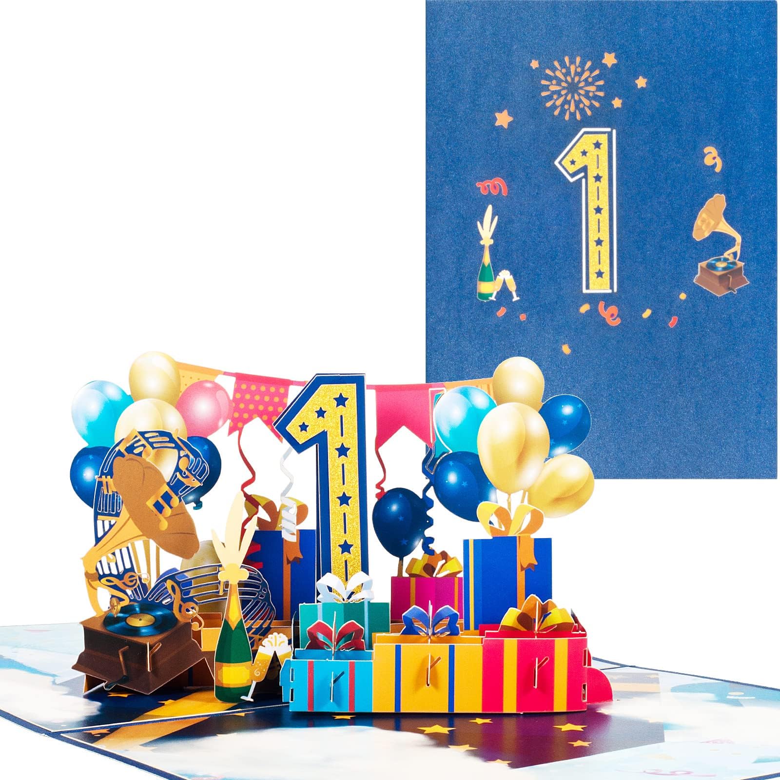 1st Birthday Card, Pop Up Card for Age of 1 Birthday Party, 3D Birthday ...