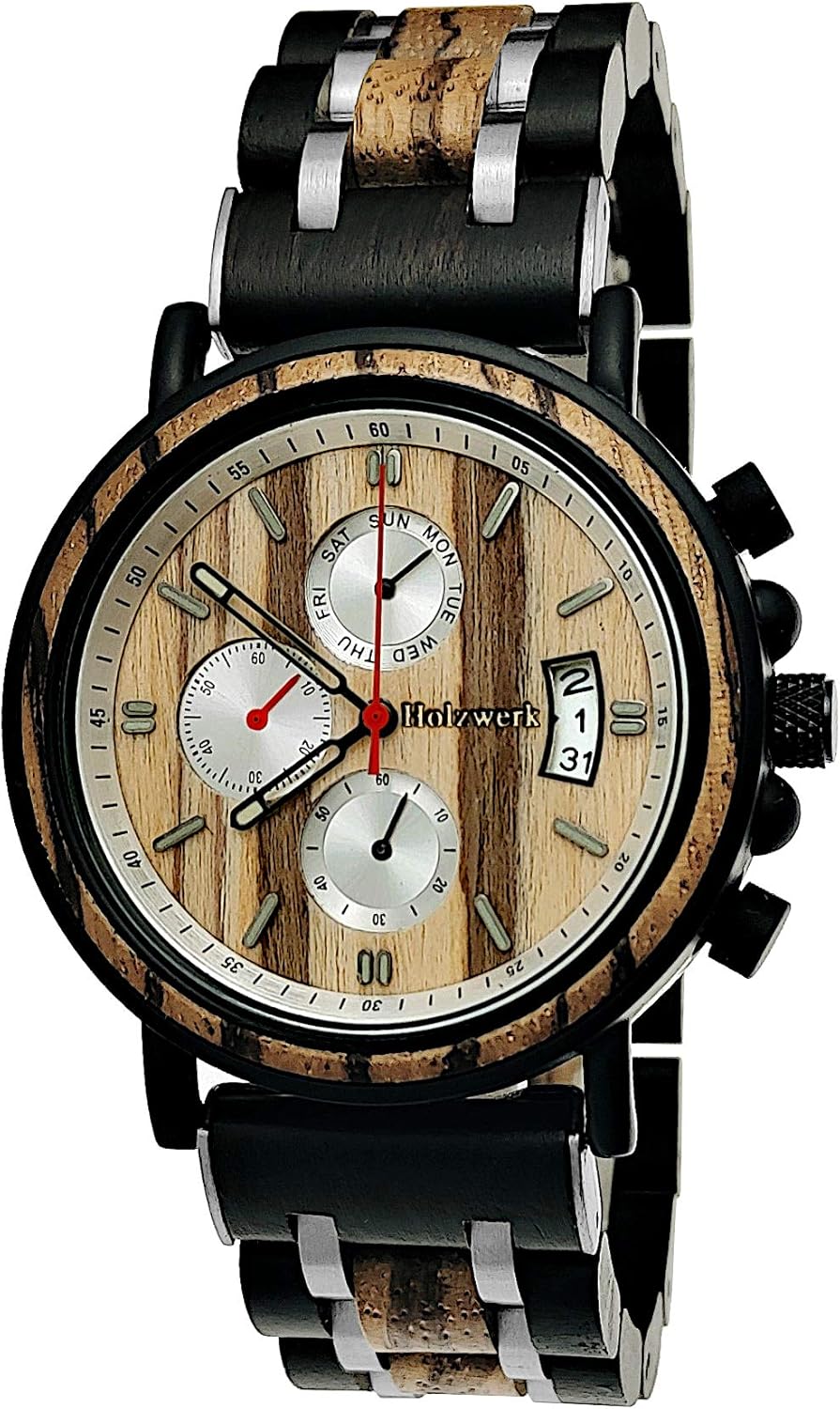 Holzwerk Germany Handgefertigte Designer Herren-Uhr Öko Natur Holz-Uhr ...