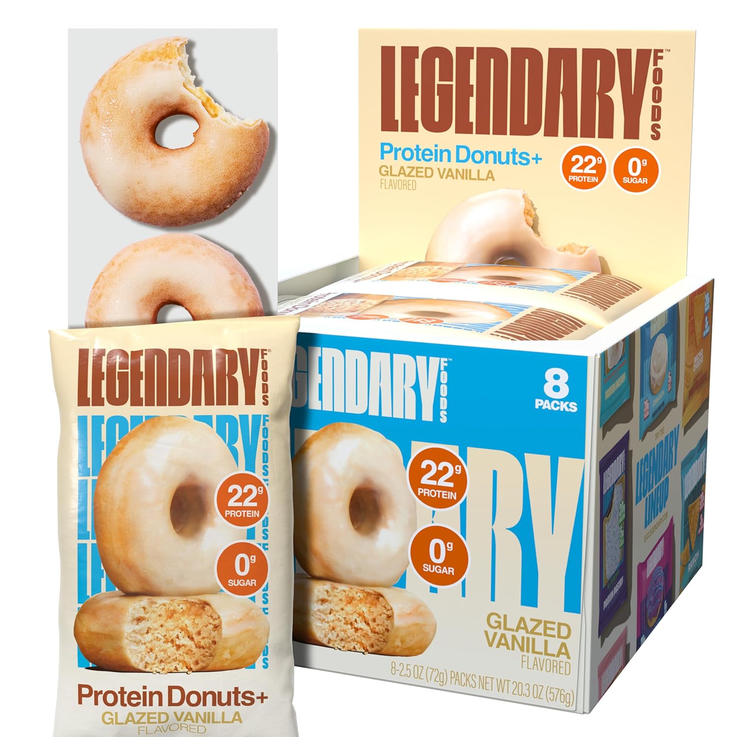 Amazon.com: Legendary Foods 22gr Protein Donuts - Glazed Vanilla 8x (2 ...
