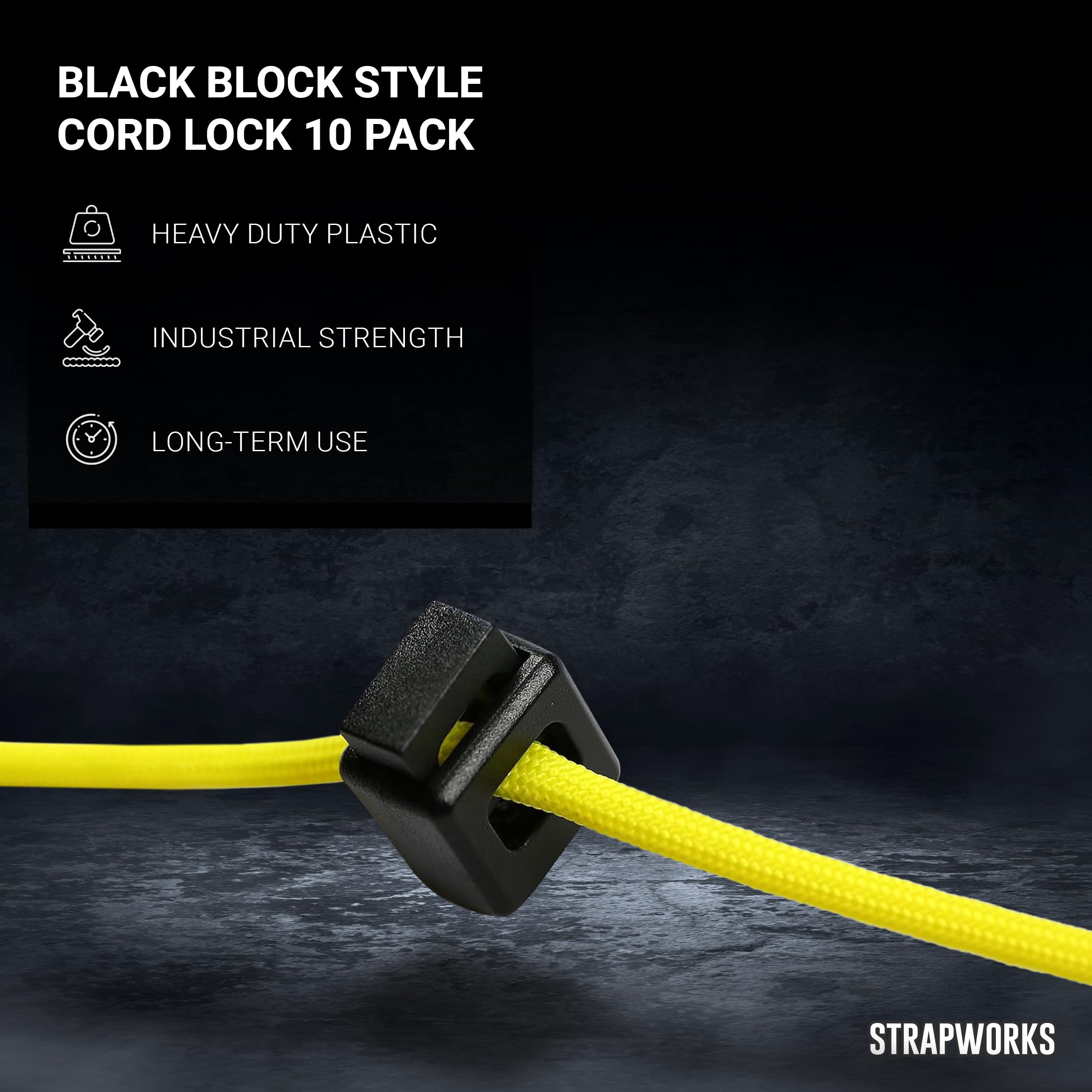 Snapklik.com : Strapworks Block Style Cord Lock - Black Plastic Cord ...