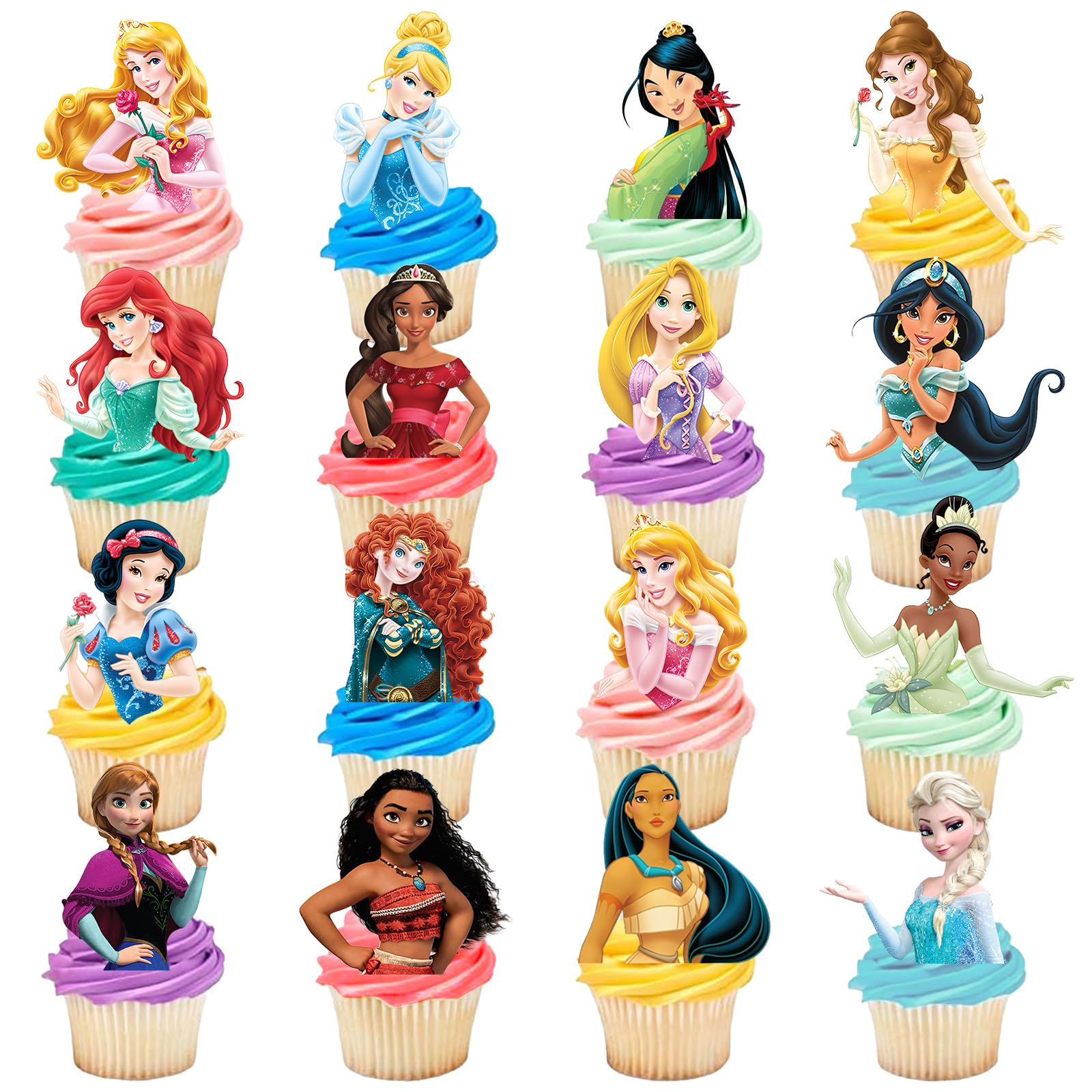 Enttgo 48 Pcs Princess Cupcake Toppers For Girls Princesses Birthday ...