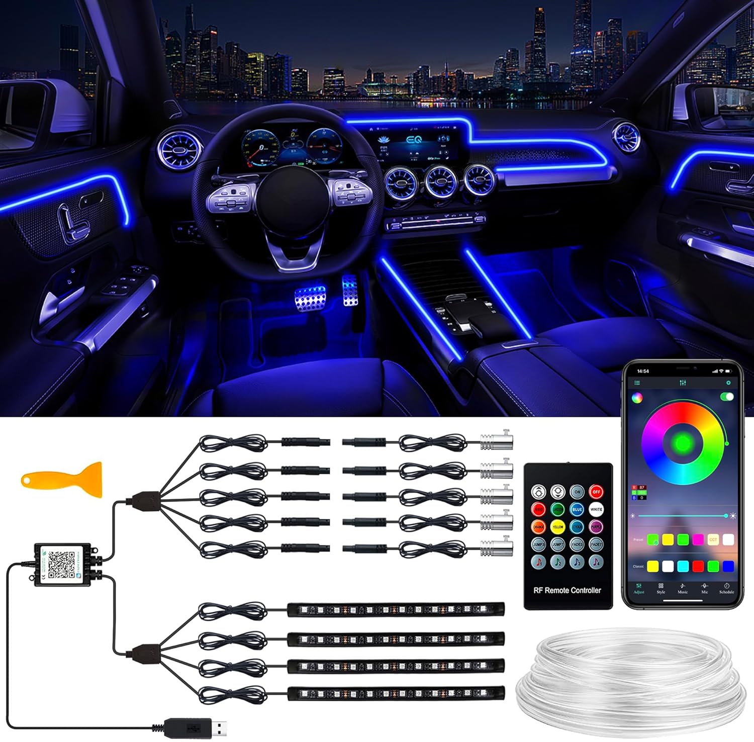 Amazon.com: SAMGCHI Interior Car LED Strip Lights, USB 9 in 1 LED ...