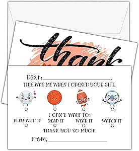 Amazon.com : cyazila Sports Thank You Cards With Envelopes, Kids Thank ...