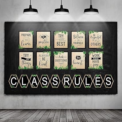 Amazon.com: 20 Pieces Classroom Bulletin Board Posters Class Rules ...