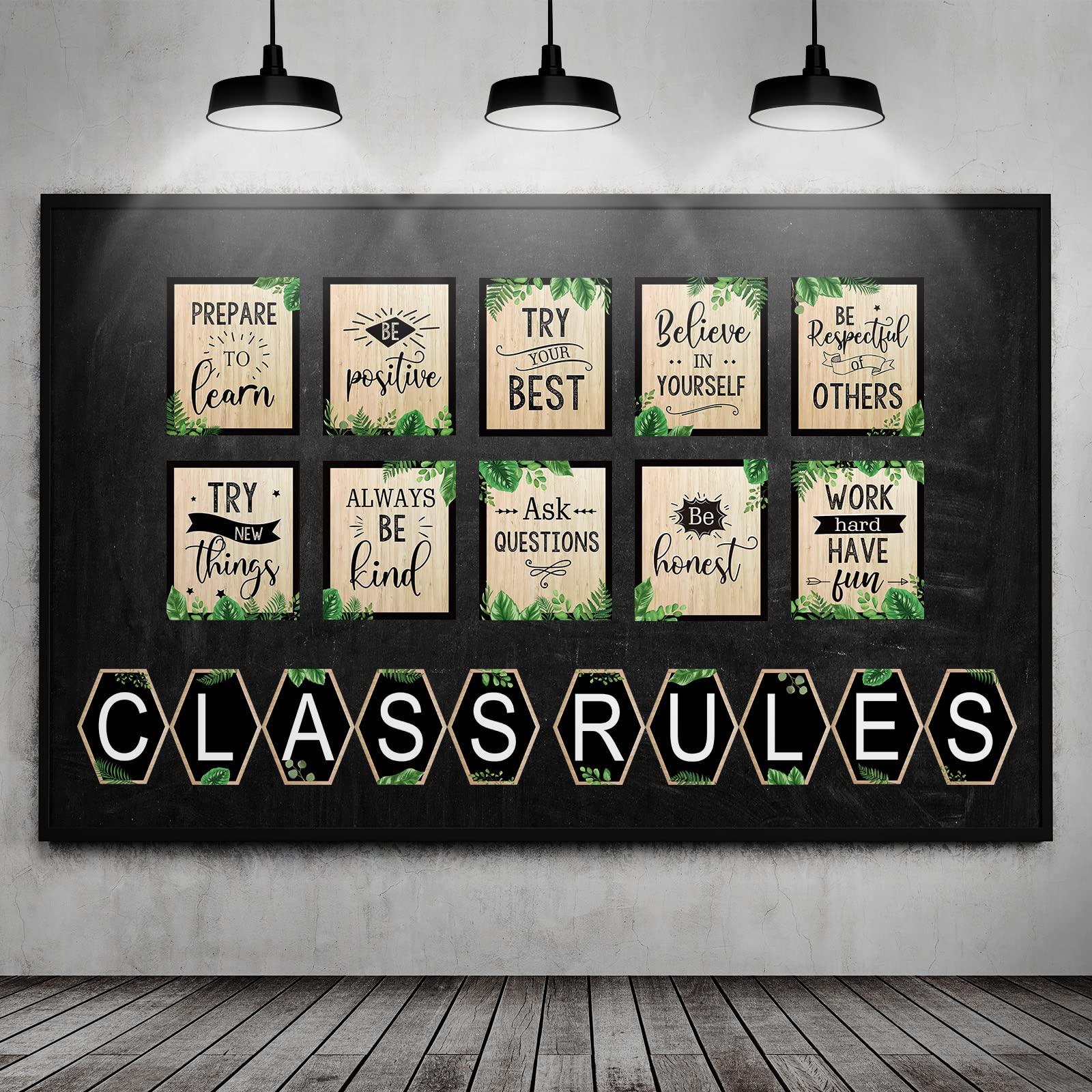 Amazon.com: 20 Pieces Classroom Bulletin Board Posters Class Rules ...