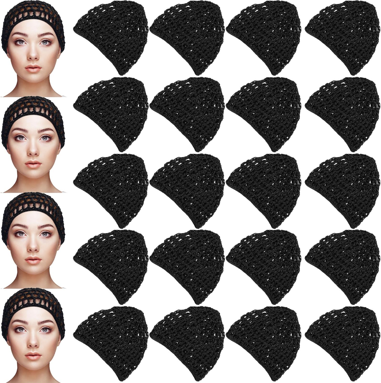 Amazon.com: Geyoga 24 Pieces Mesh Crochet Hair Net Rayon Knit Snood Hat ...