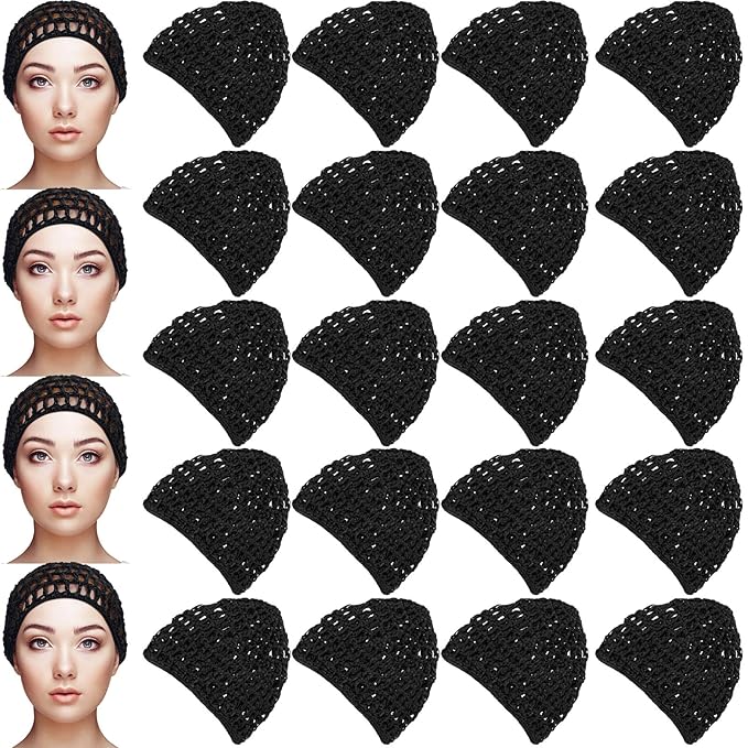 Amazon.com: Geyoga 24 Pieces Mesh Crochet Hair Net Rayon Knit Snood Hat ...