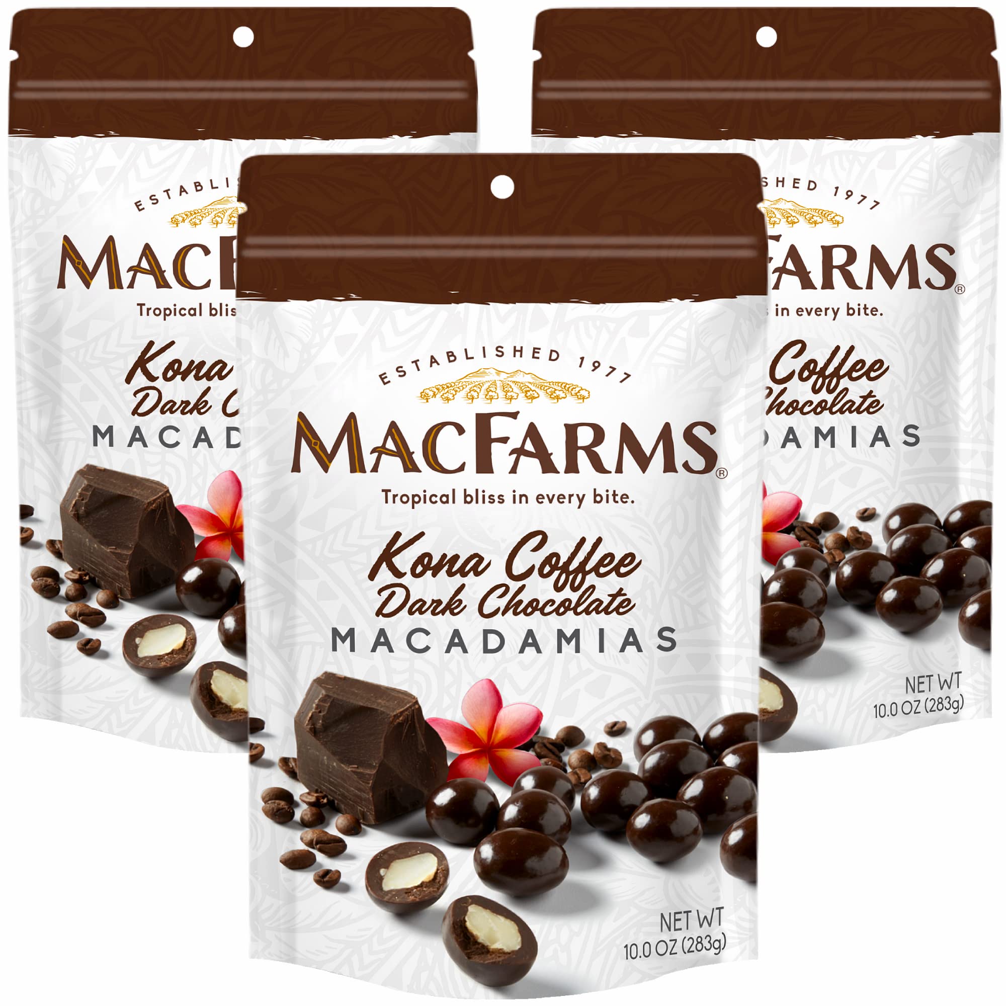 Snapklik.com : MacFarms Kona Coffee Dark Chocolate Macadamia Nuts - 10 Oz