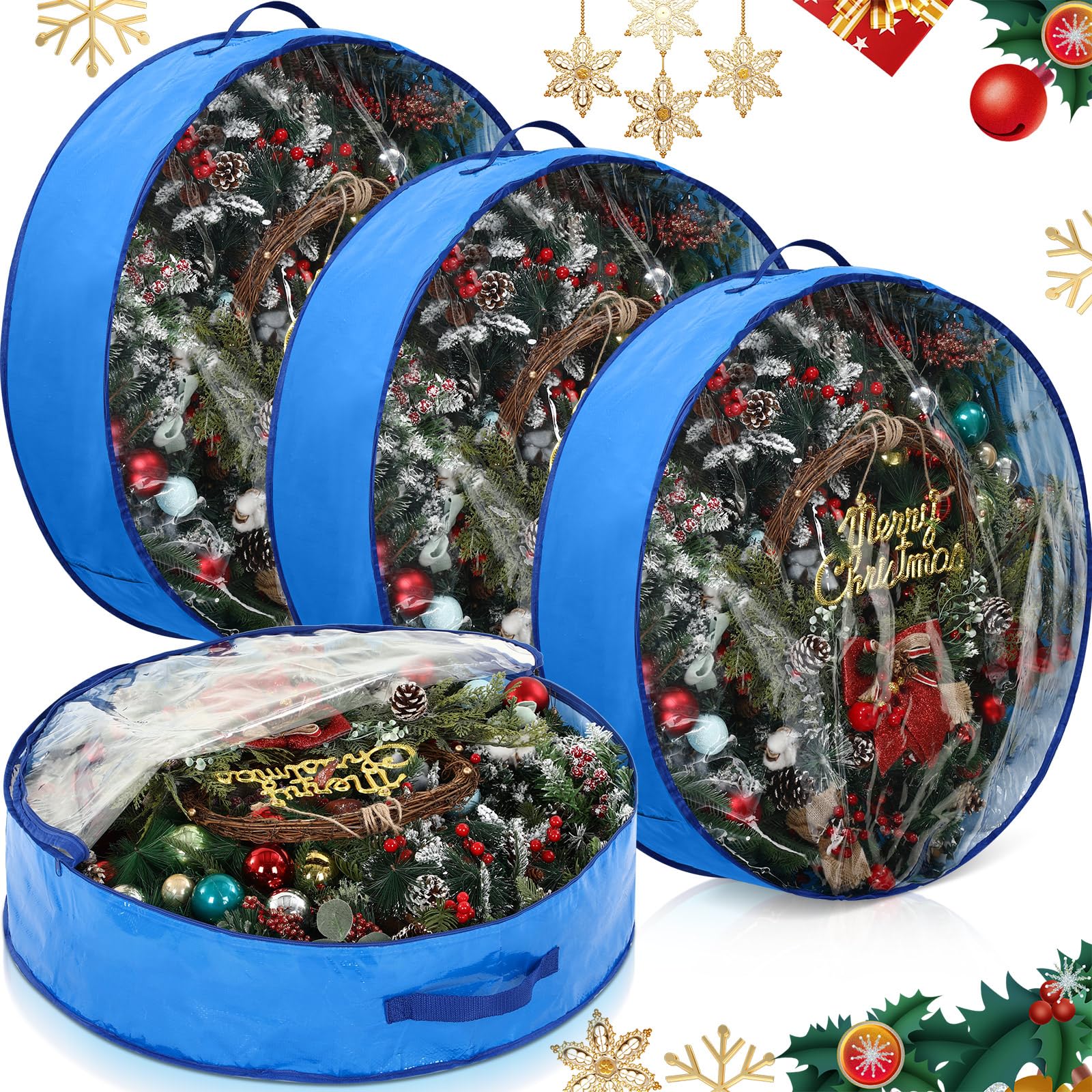 Amazon.com: Aliceset 4 Pcs Christmas Wreath Storage Bags Large Garland ...