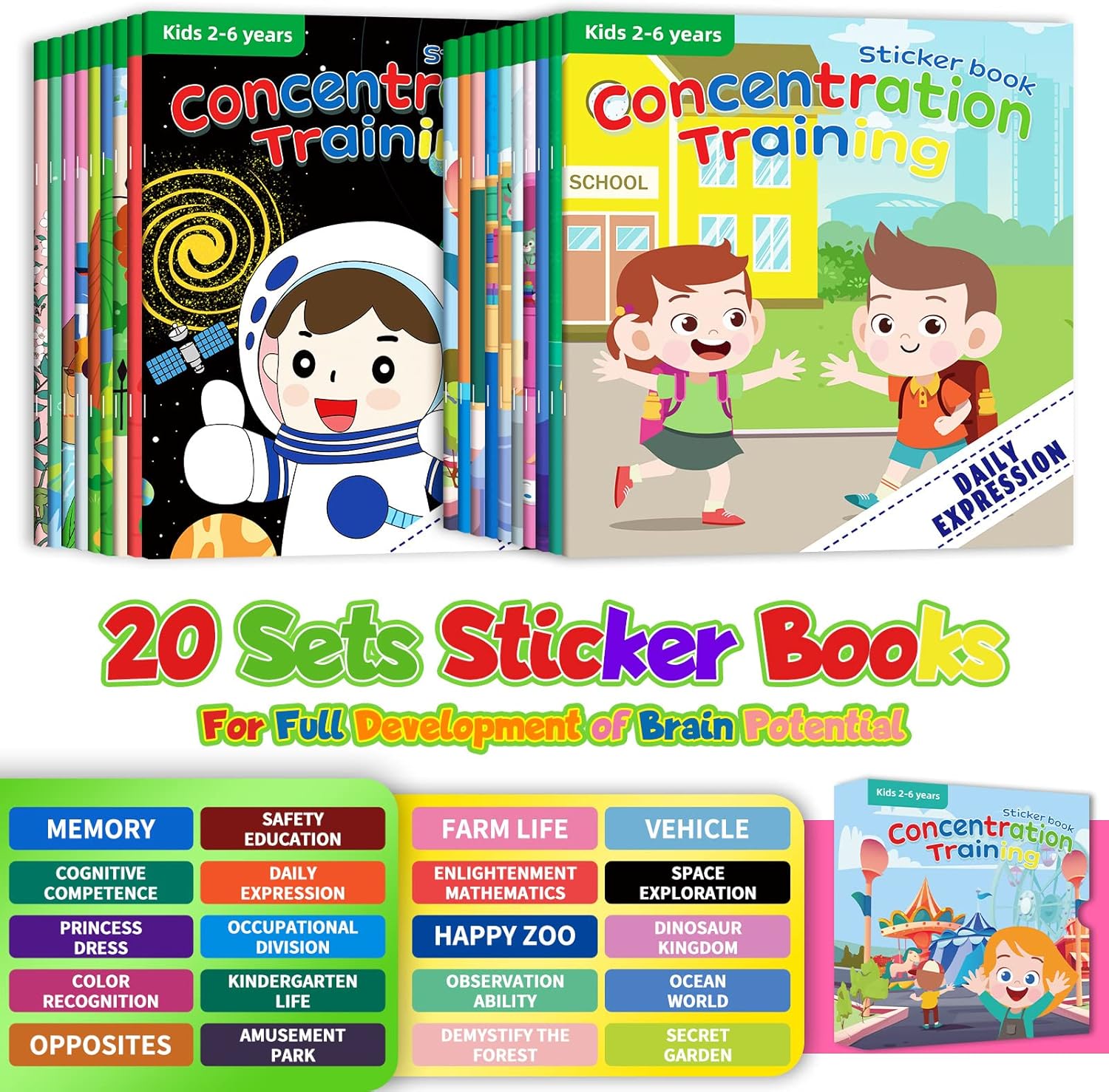 Amazon.com: NICKSUN 20 Sets Sticker Books for Kids 2-4, Sticker Books ...