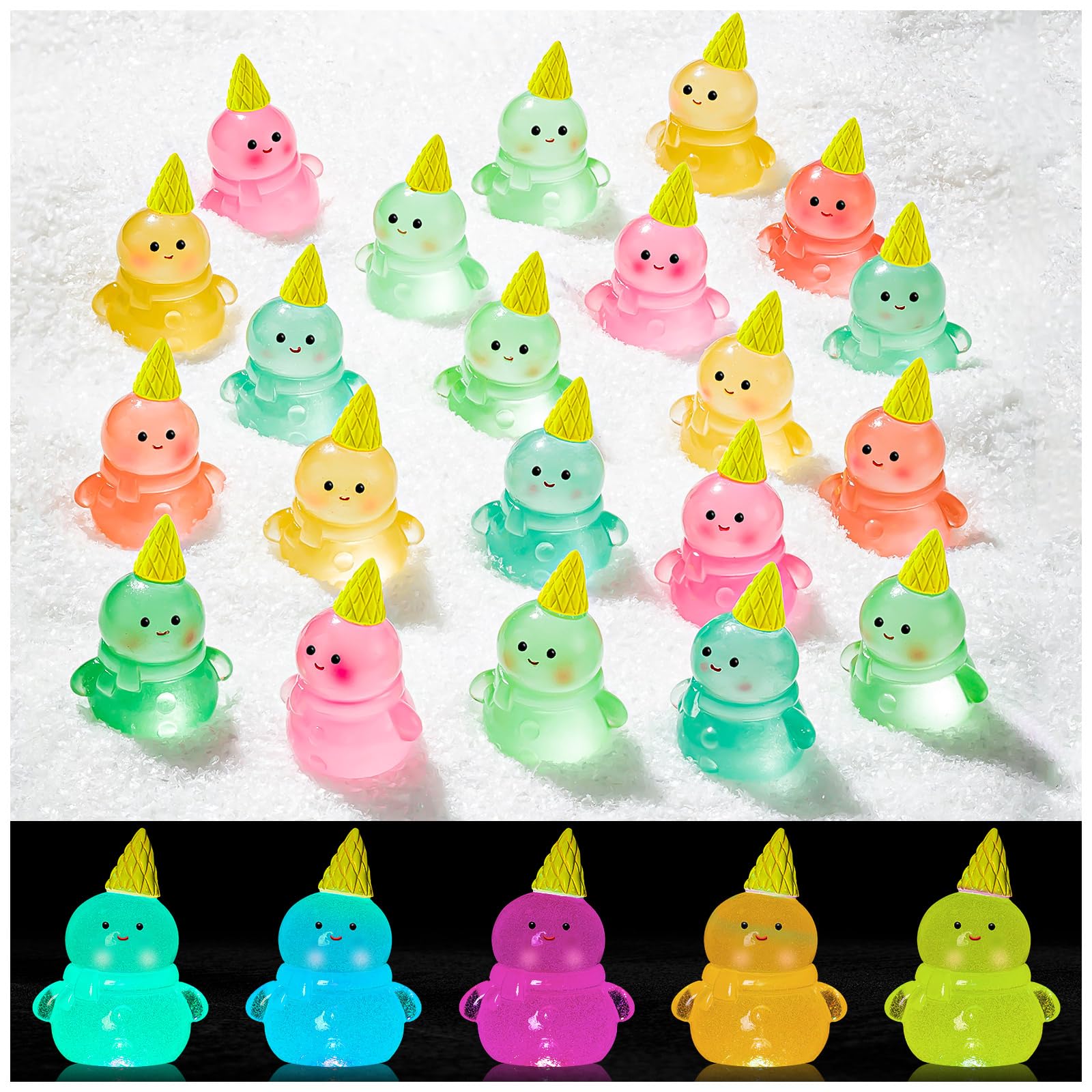 Amazon.com: LHSYFBZ 25Pcs Luminous Mini Resin Snowman, Miniature ...