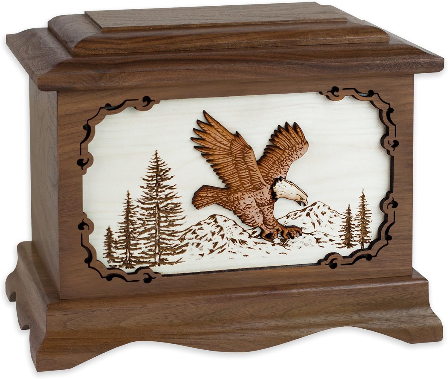 Amazon.com: Wooden Cremation Urn - Ambassador Shape with American Eagle ...