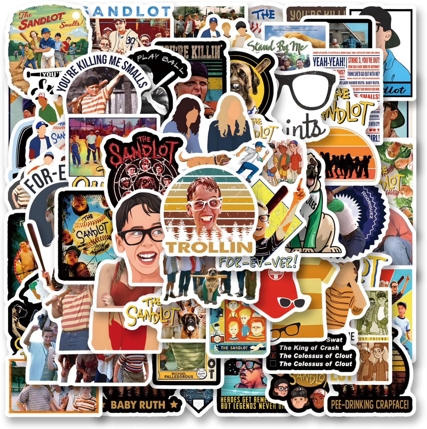 Amazon.com: 62Pcs Sandlot Stickers Pack，Cute Cartoon Aesthetics Vinyl ...