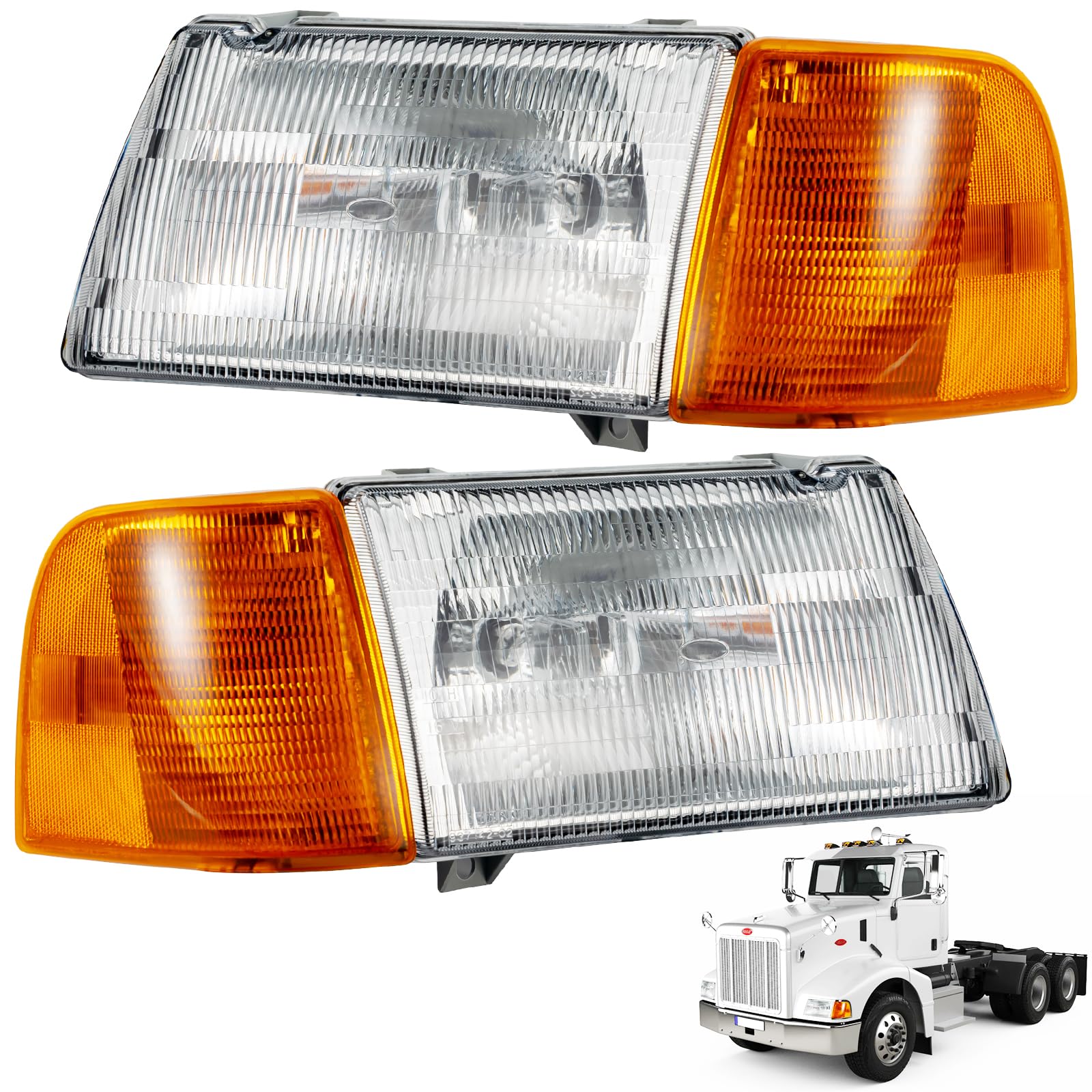 Amazon.com: Avsty Headlights Assembly for Peterbilt 375 1987-2005 ...