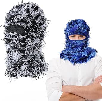 Amazon.com: Distressed Balaclava Trending Ski Masks Full Face Knitted ...