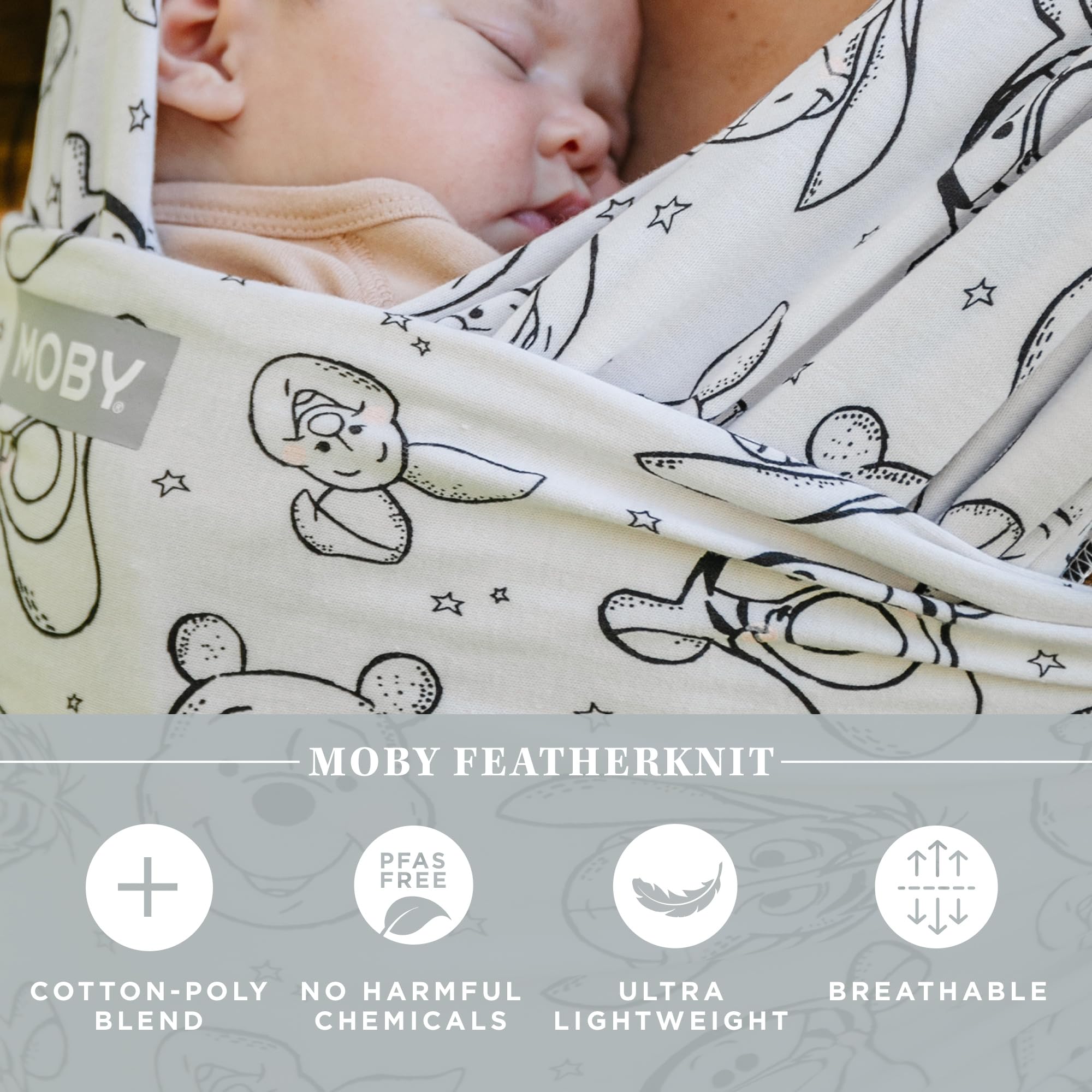 Snapklik.com : Moby Baby Wrap Carrier Featherknit For Newborns To Toddlers