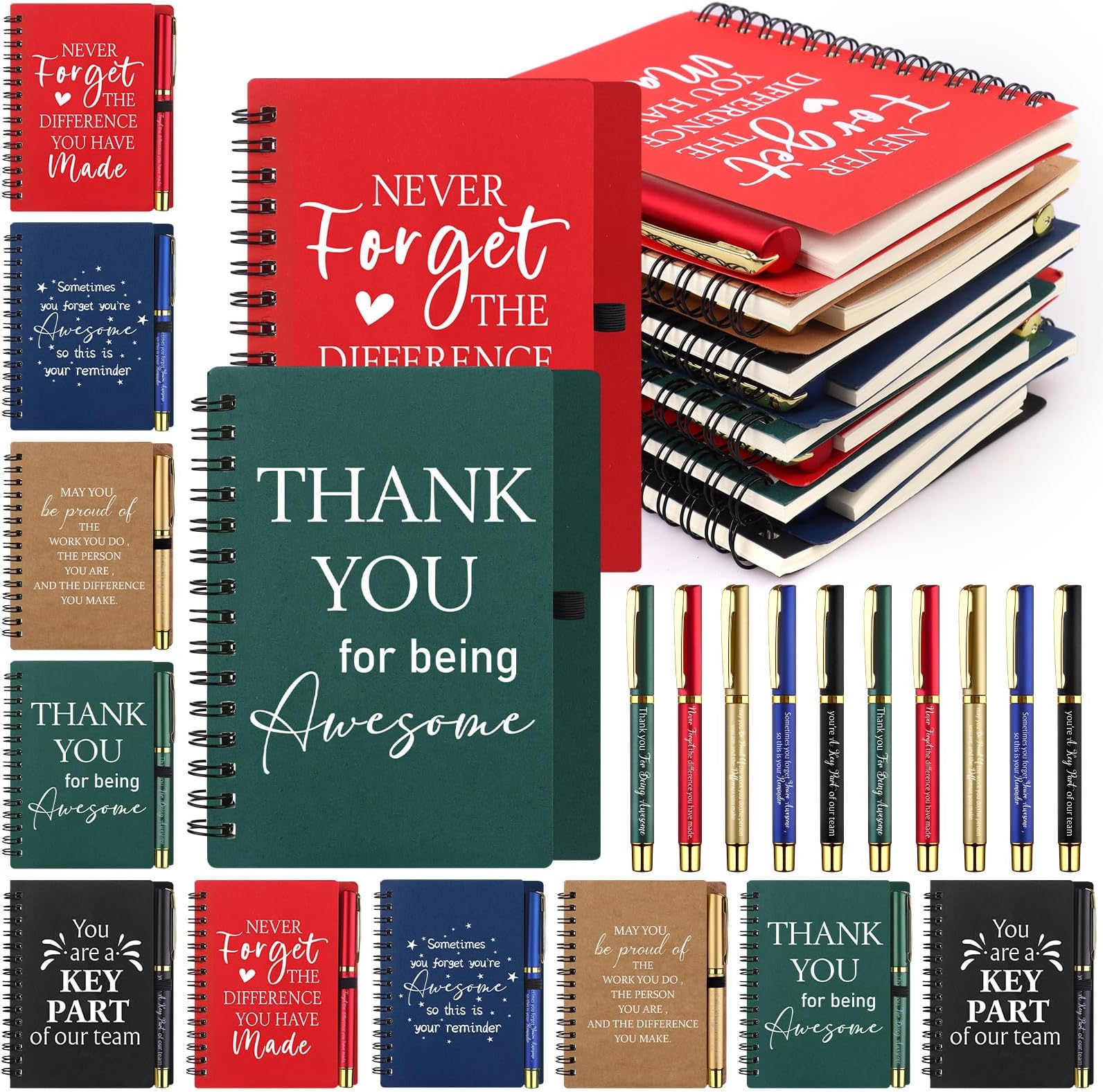 10 Set Thank You Pens and Notebooks Appreciation Gifts Bulk Include 10 ...