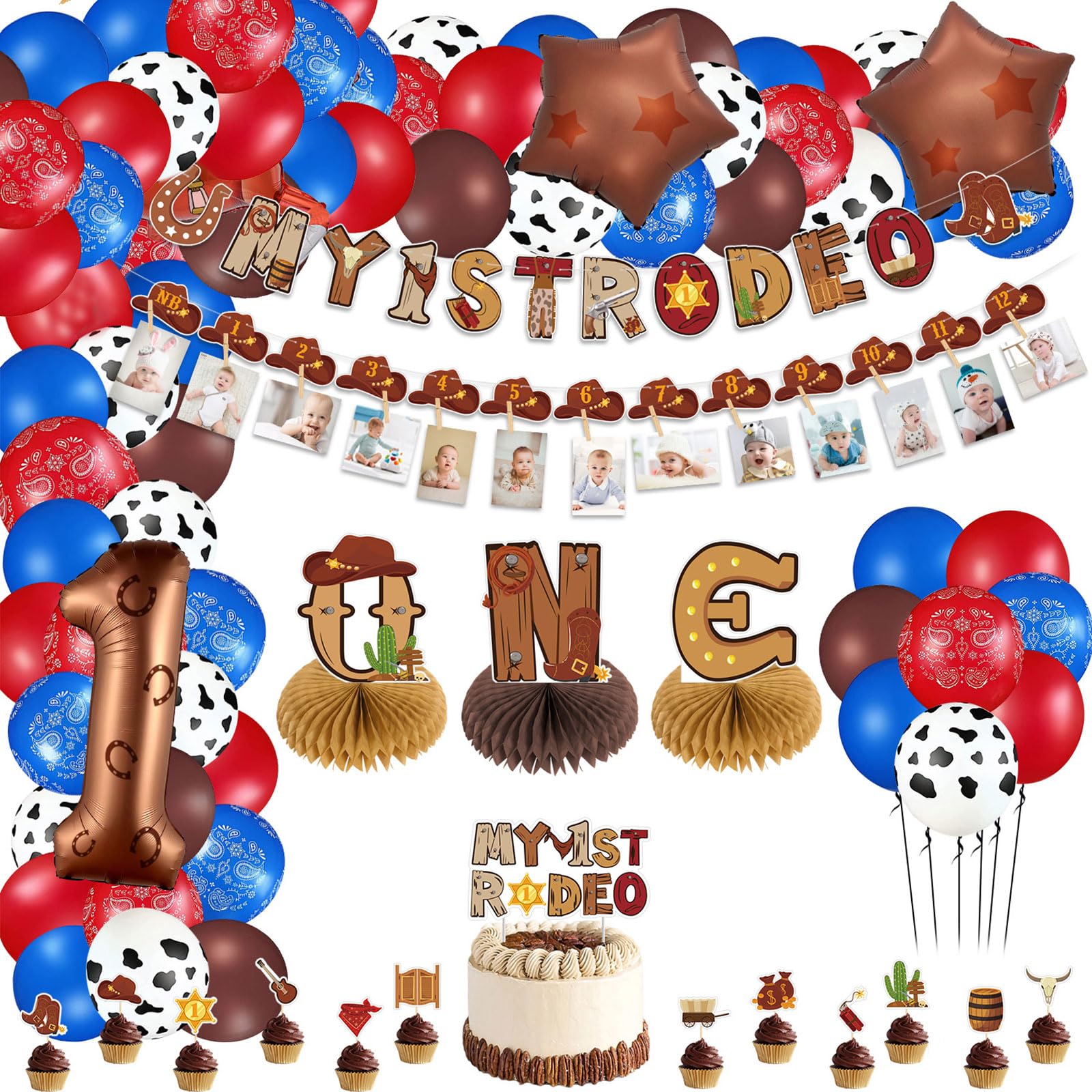 Western 1st Birthday Decorations, Include My First Rodeo Banner ...