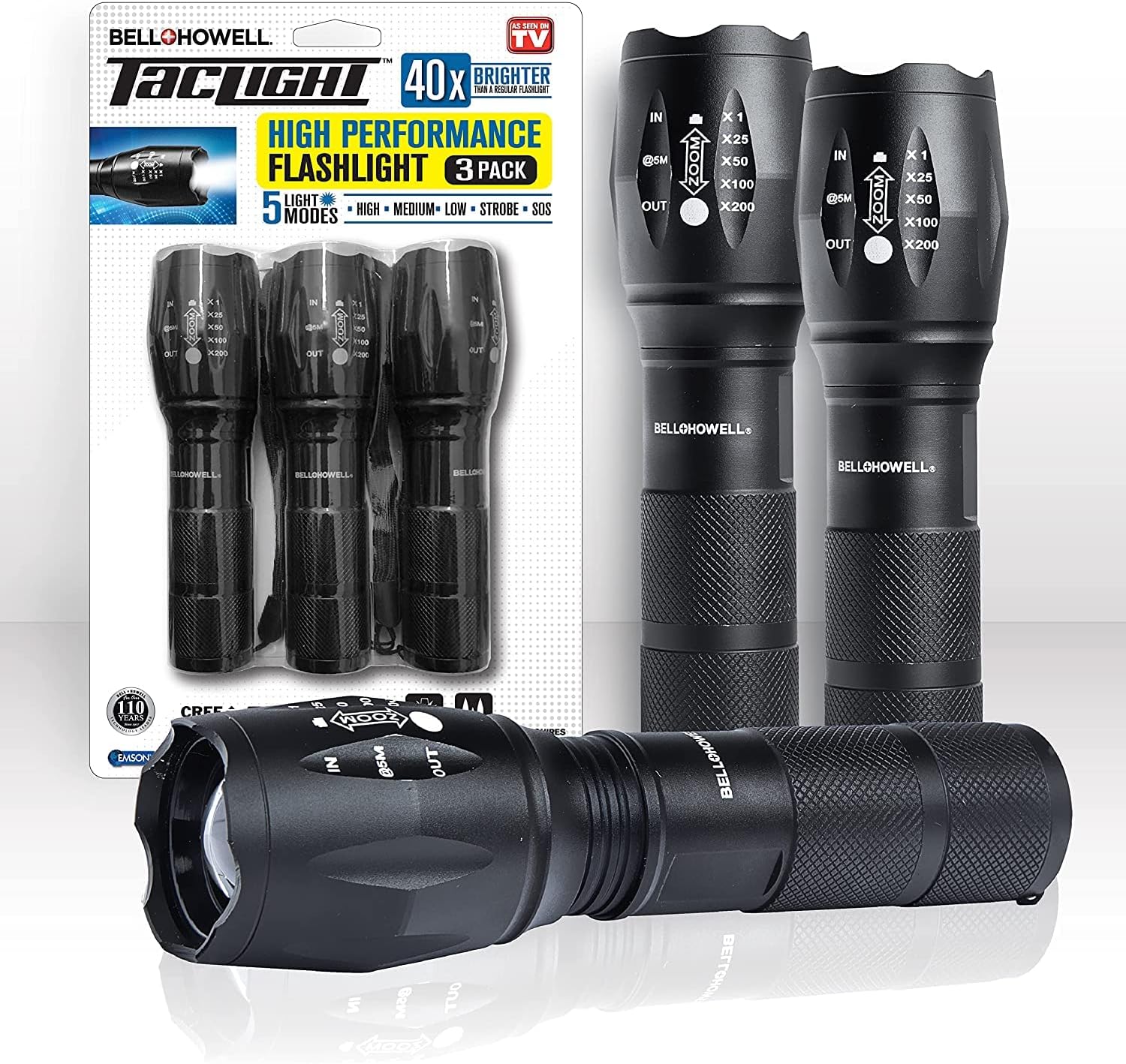 Taclight Flashlight by Bell+Howell High Lumens LED Tactical Flashlight ...