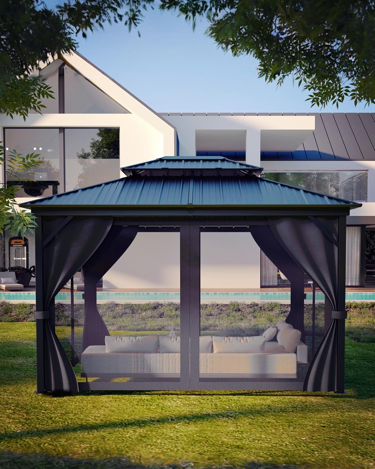 Amazon.com: GAOMON Hardtop Gazebo 12'x14' for All Weather, with Double ...