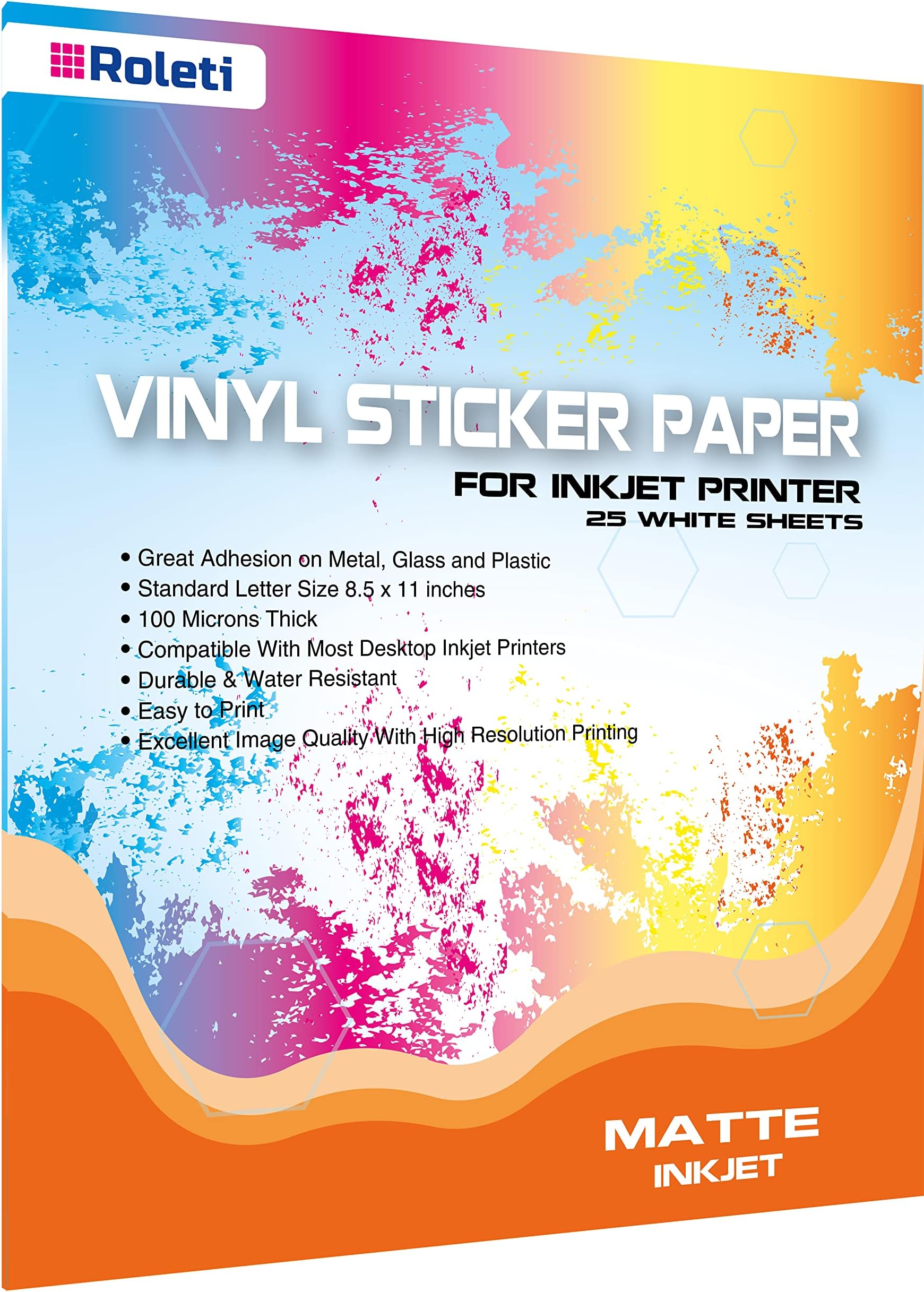 Amazon.com : ROLETI Printable vinyl adhesive paper, waterproof adhesive ...