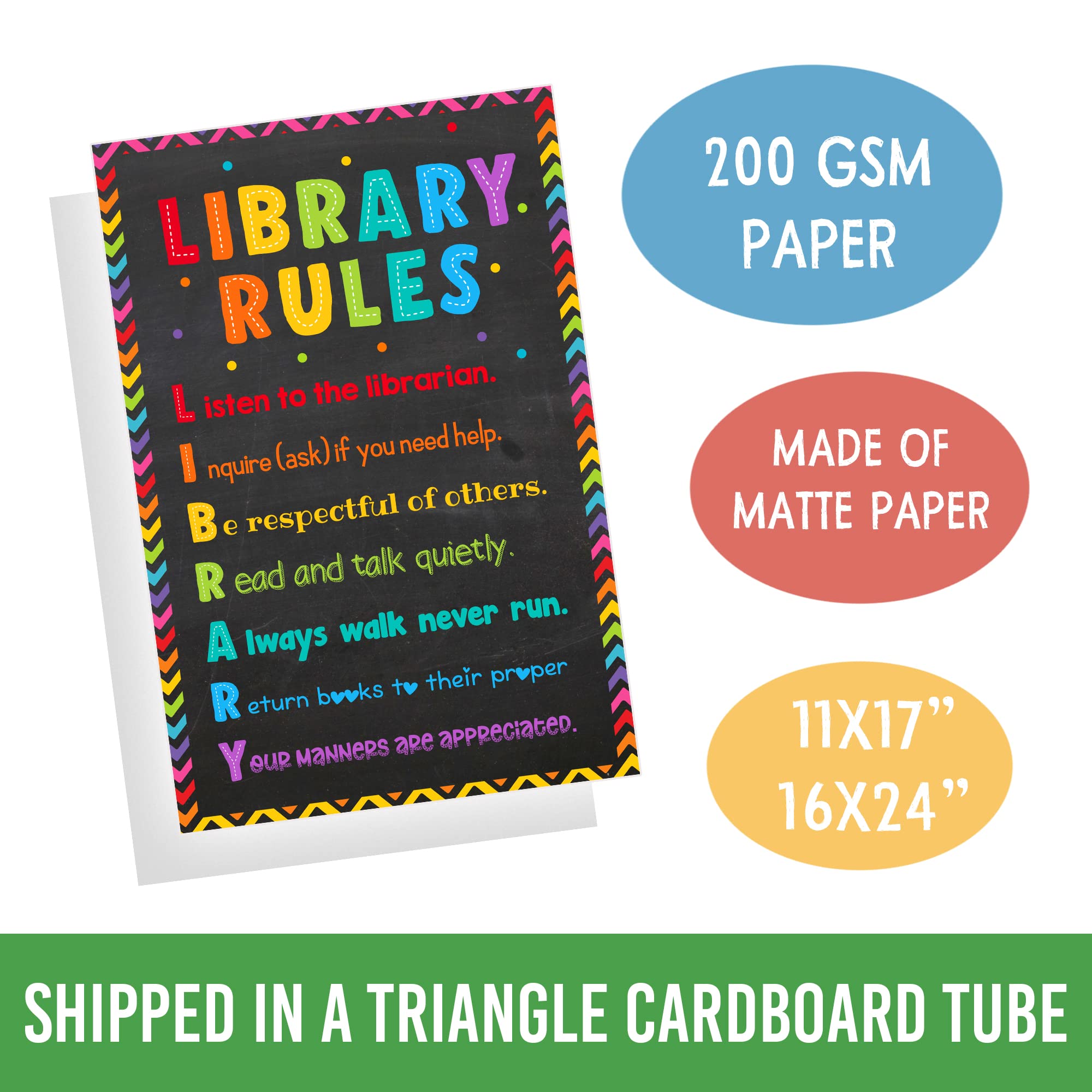 Elementary Library Rules School Library Behavior Visuals | School